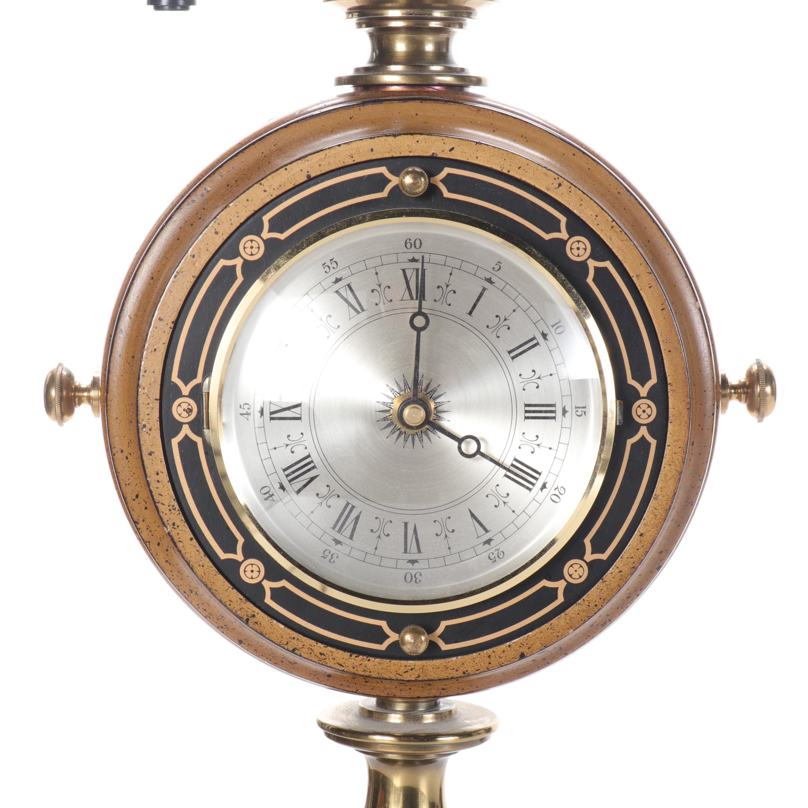 Stiffel Clock and Barometer Lamp With Drum Shade, Mid-20th Century | EBTH