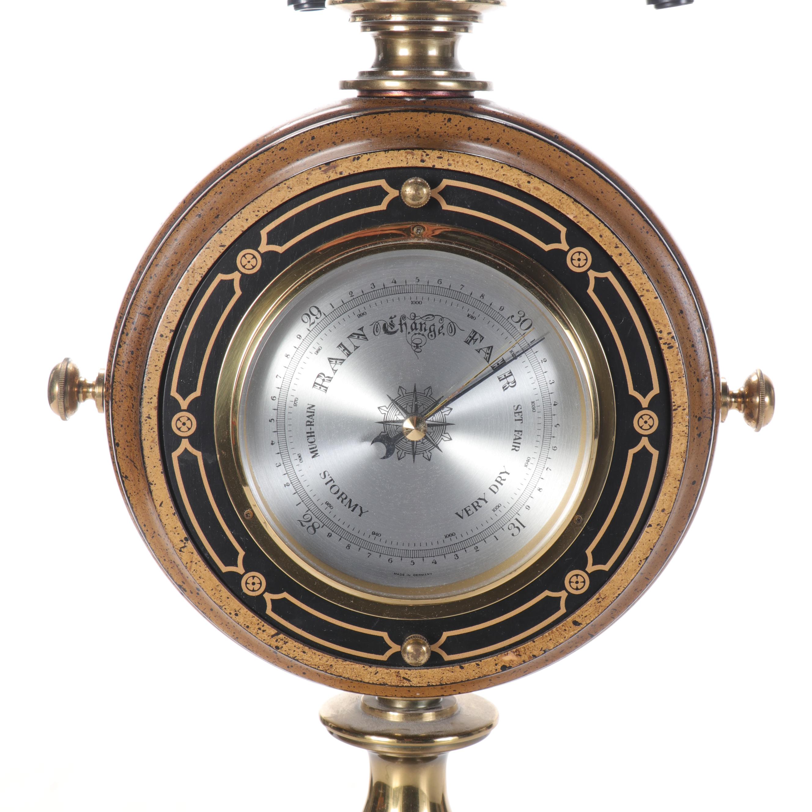 Stiffel Clock and Barometer Lamp With Drum Shade, Mid-20th Century | EBTH