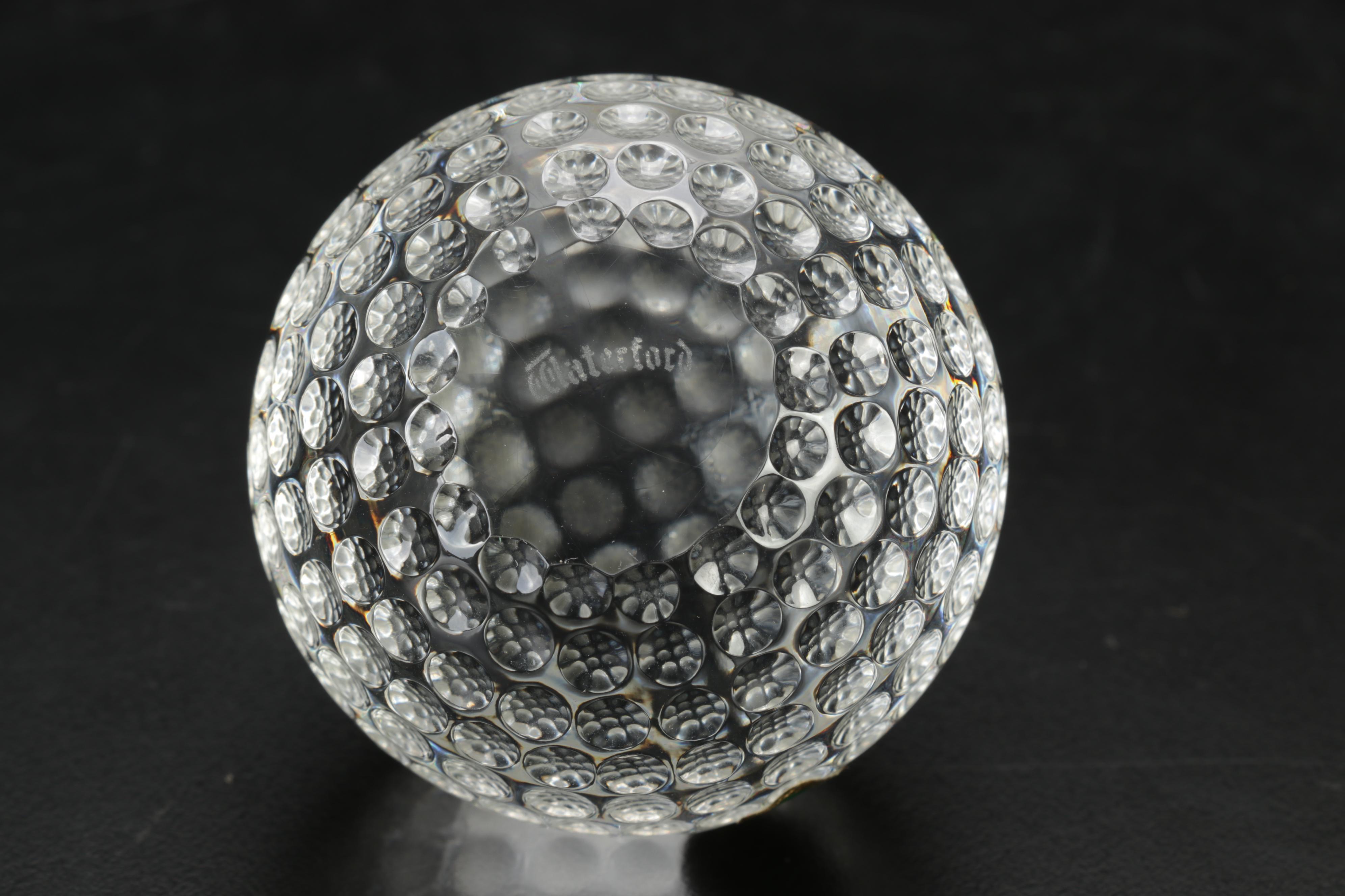 Baccarat Die and Waterford Golf Ball Crystal Paperweights | EBTH