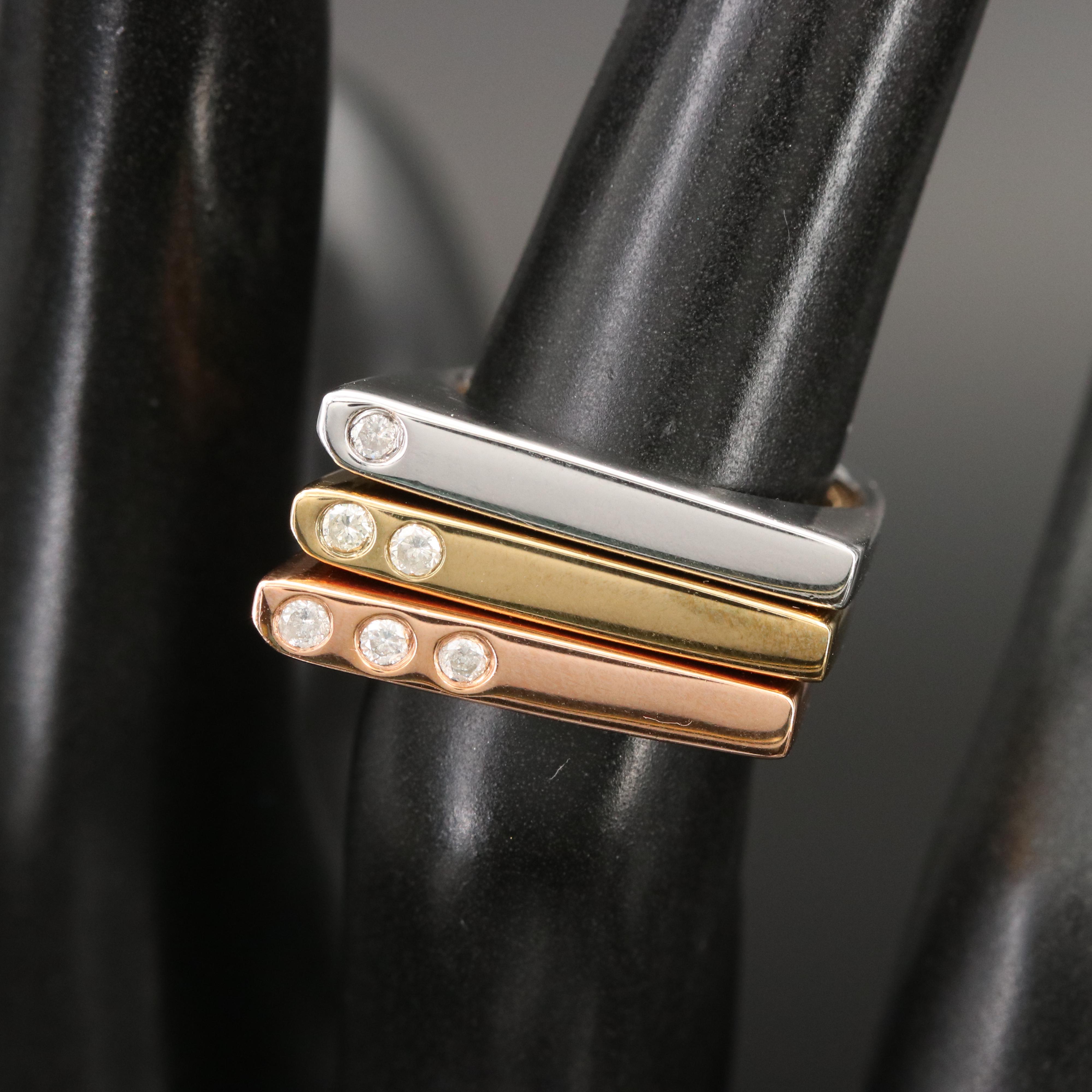 18K Gold Diamond Stacking Rings | EBTH