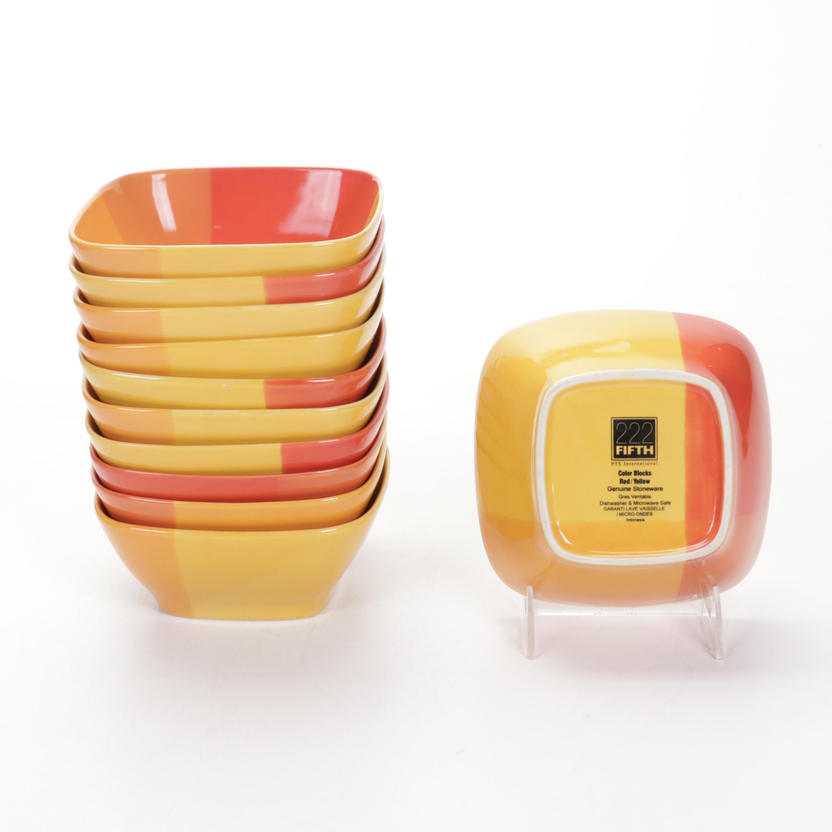 222 Fifth "Color Blocks" Red and Yellow Stoneware Dinnerware | EBTH