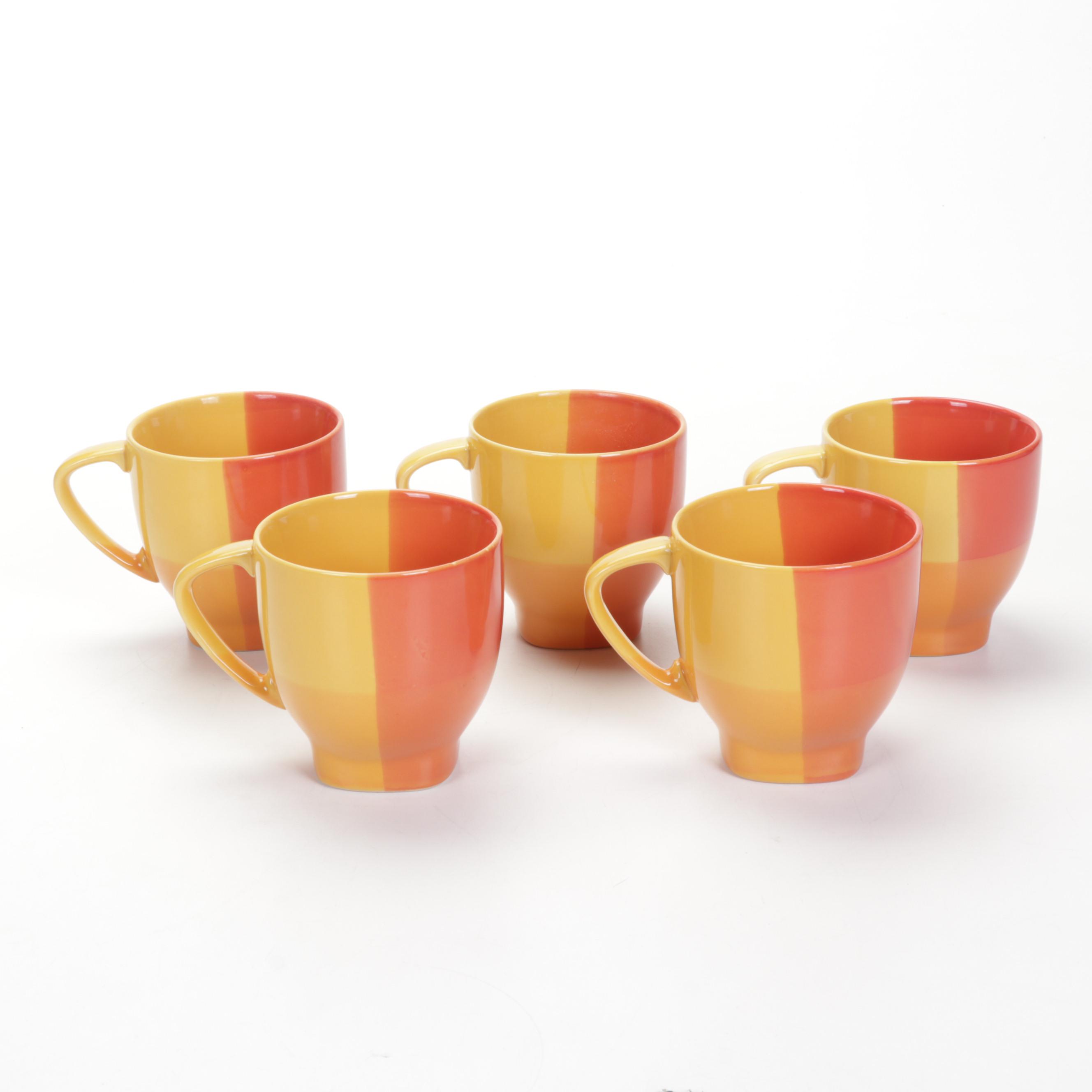 222 Fifth "Color Blocks" Red and Yellow Stoneware Dinnerware | EBTH