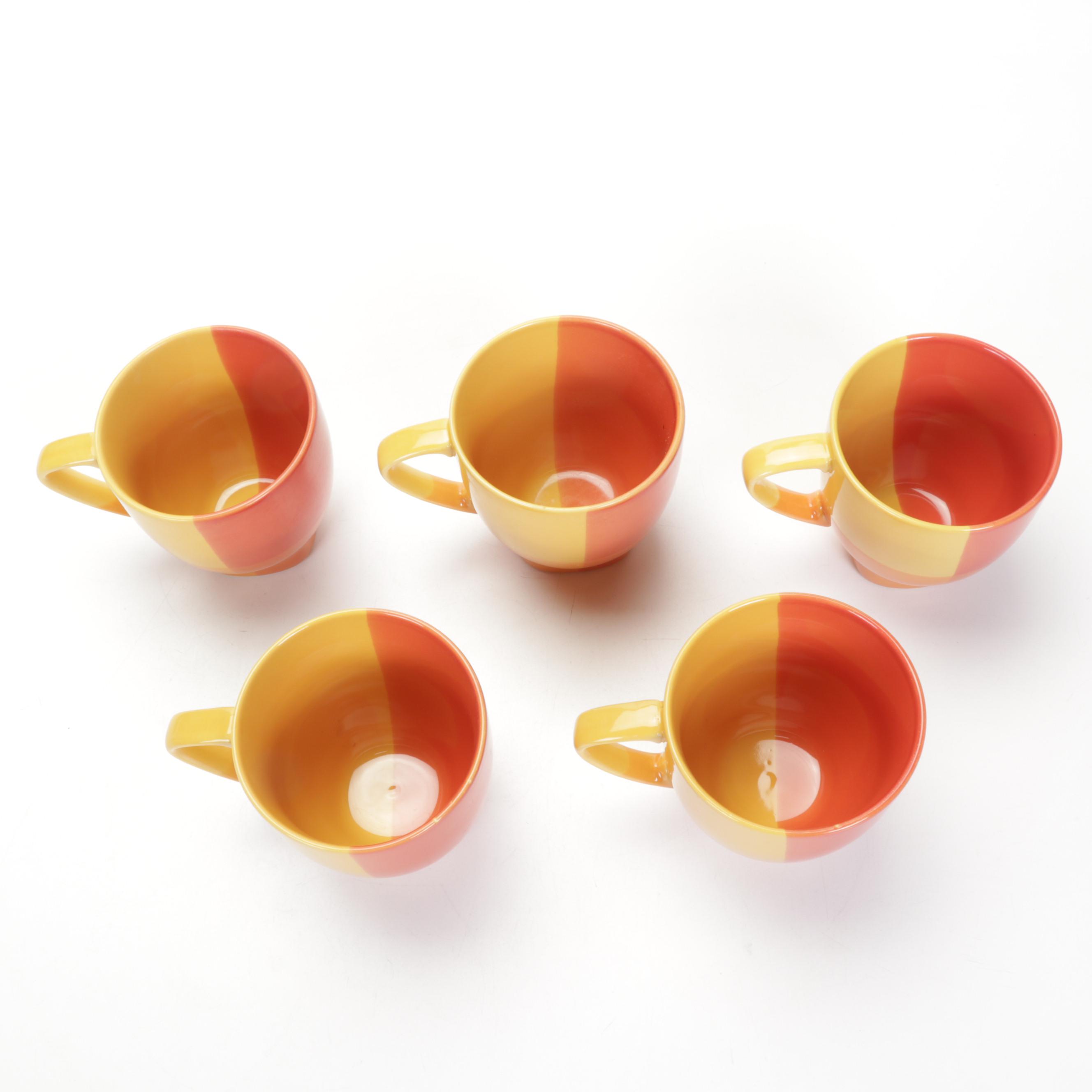 222 Fifth "Color Blocks" Red and Yellow Stoneware Dinnerware | EBTH