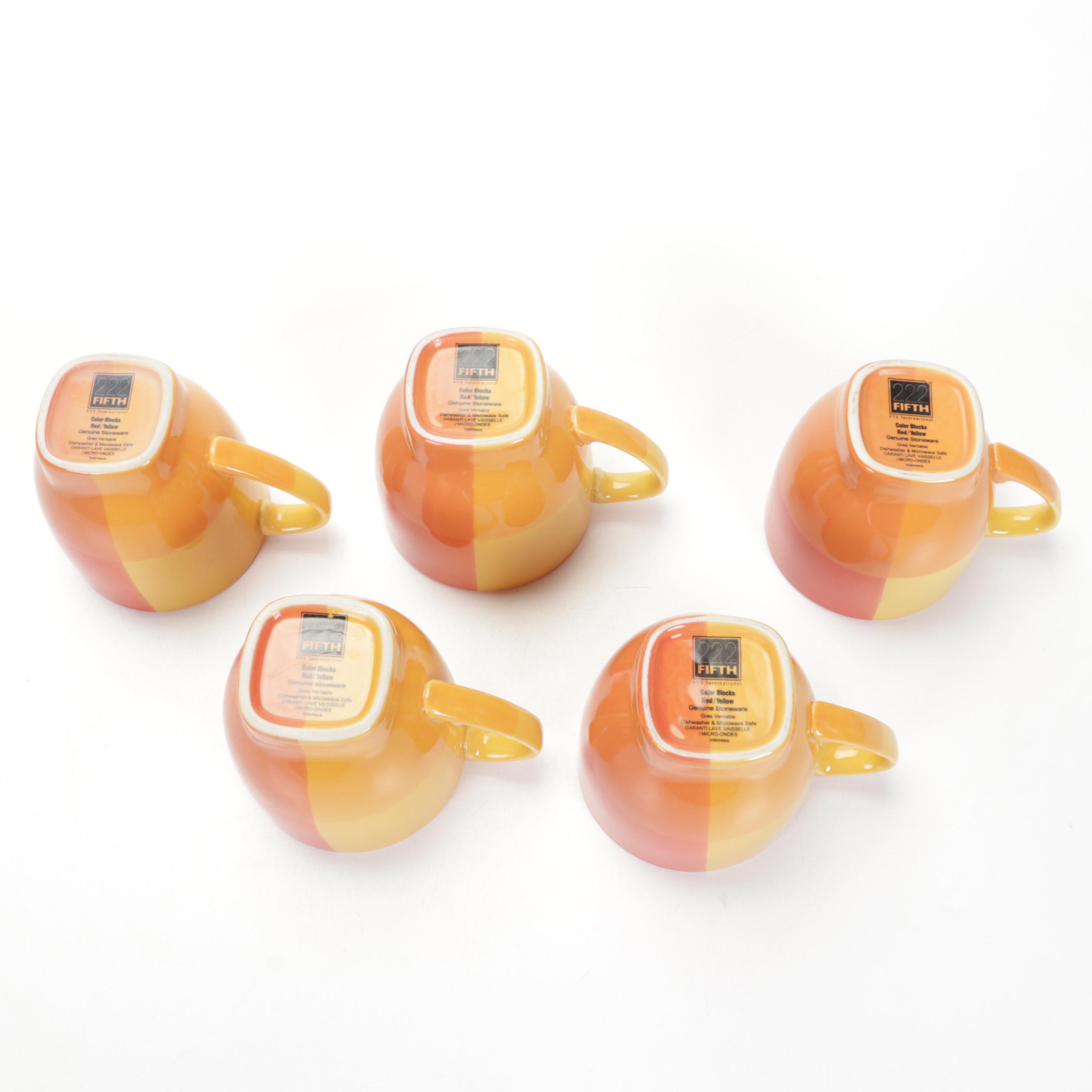 222 Fifth "Color Blocks" Red and Yellow Stoneware Dinnerware | EBTH