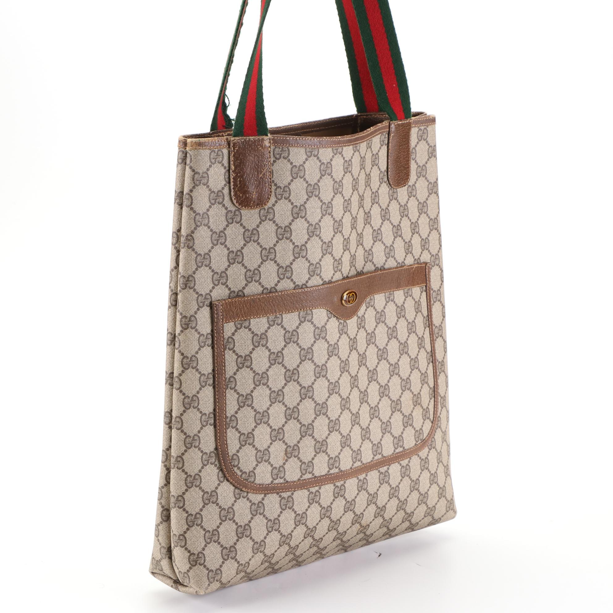 Gucci Accessory Collection GG Supreme Canvas Tote Bag with Web Stripe ...