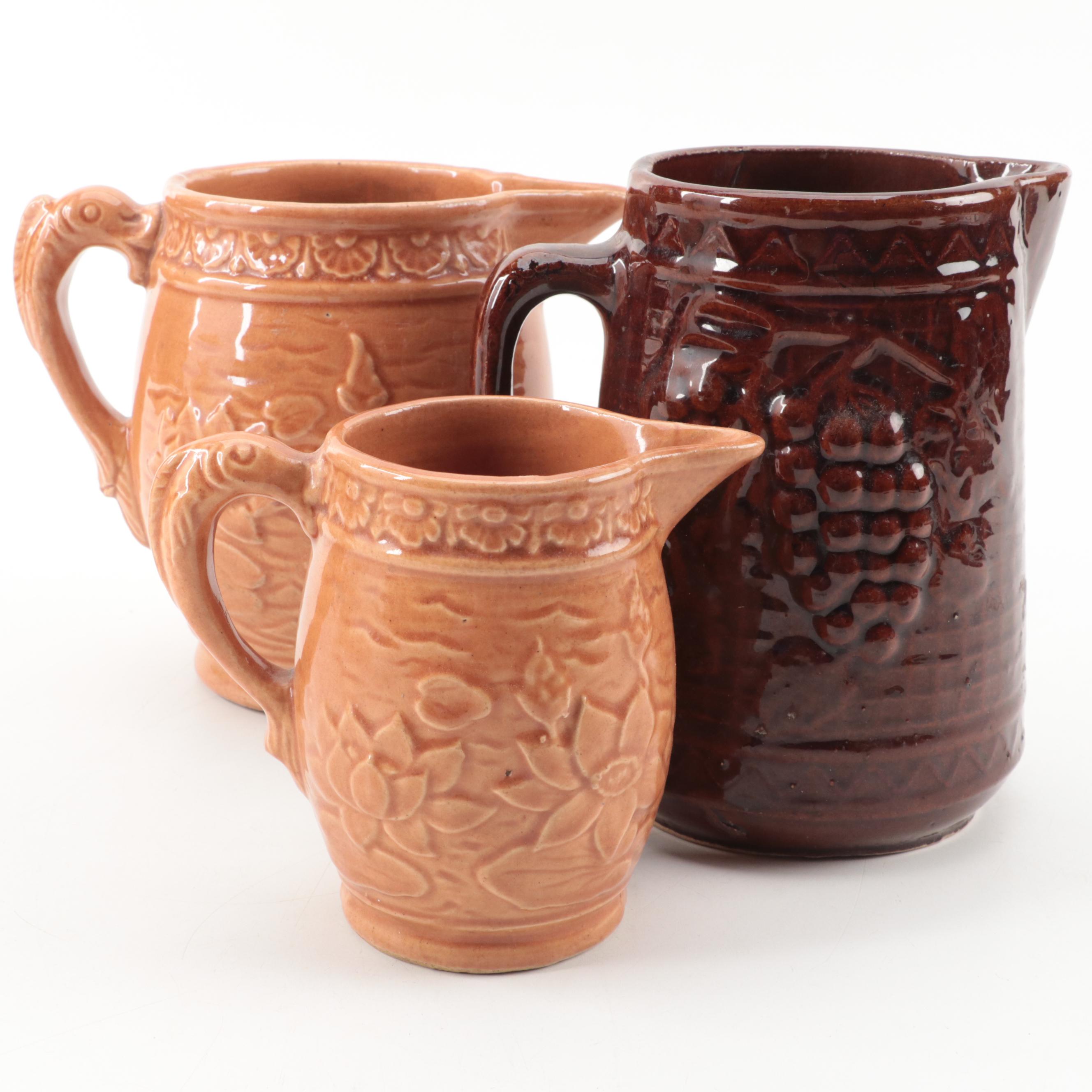 McCoy Pottery Pitchers and Star Stoneware Pitcher, Early to Mid-20th ...
