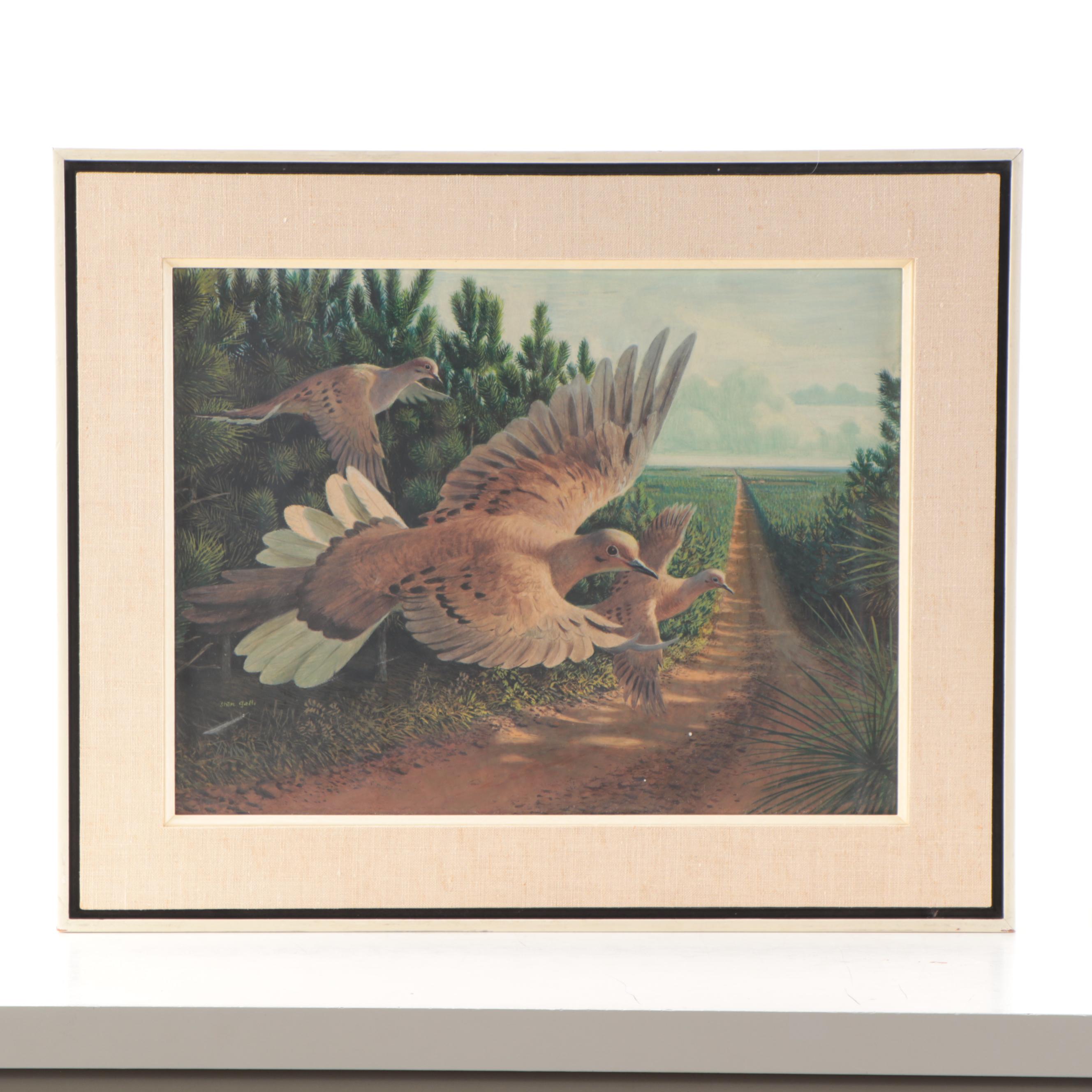 Stanley Galli Gouache Painting "Morning Doves," Late 20th Century | EBTH