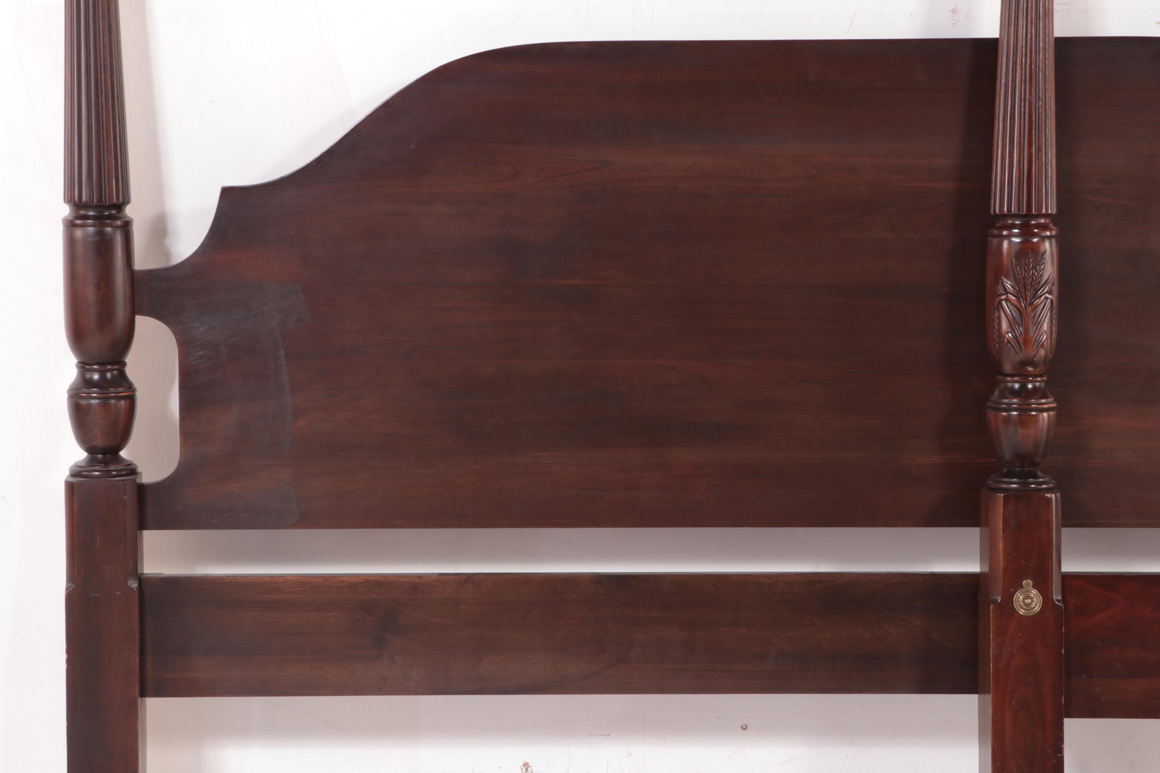 King Size Rice-Carved Mahogany Four-Poster Bed Frame | EBTH