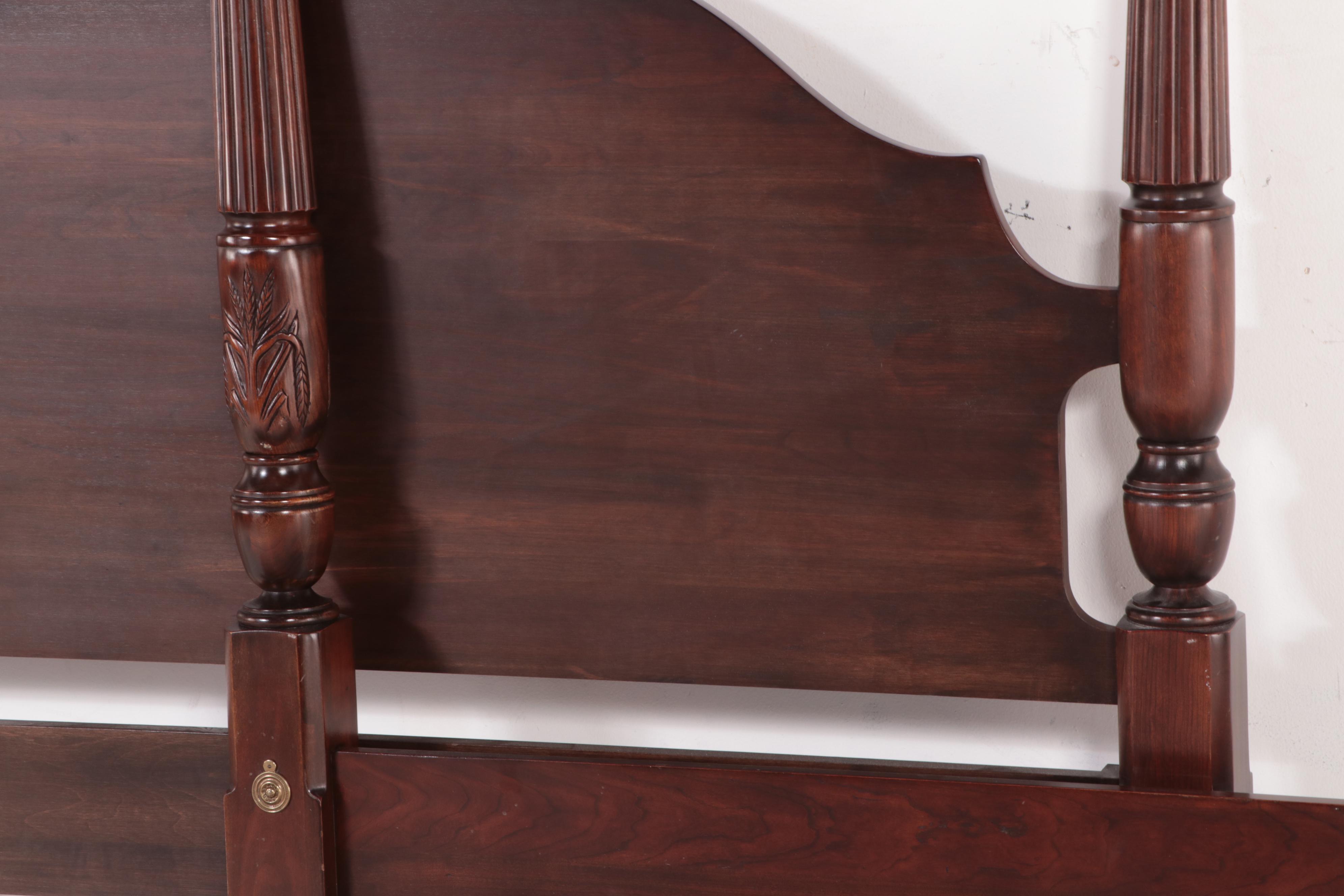 King Size Rice-Carved Mahogany Four-Poster Bed Frame | EBTH