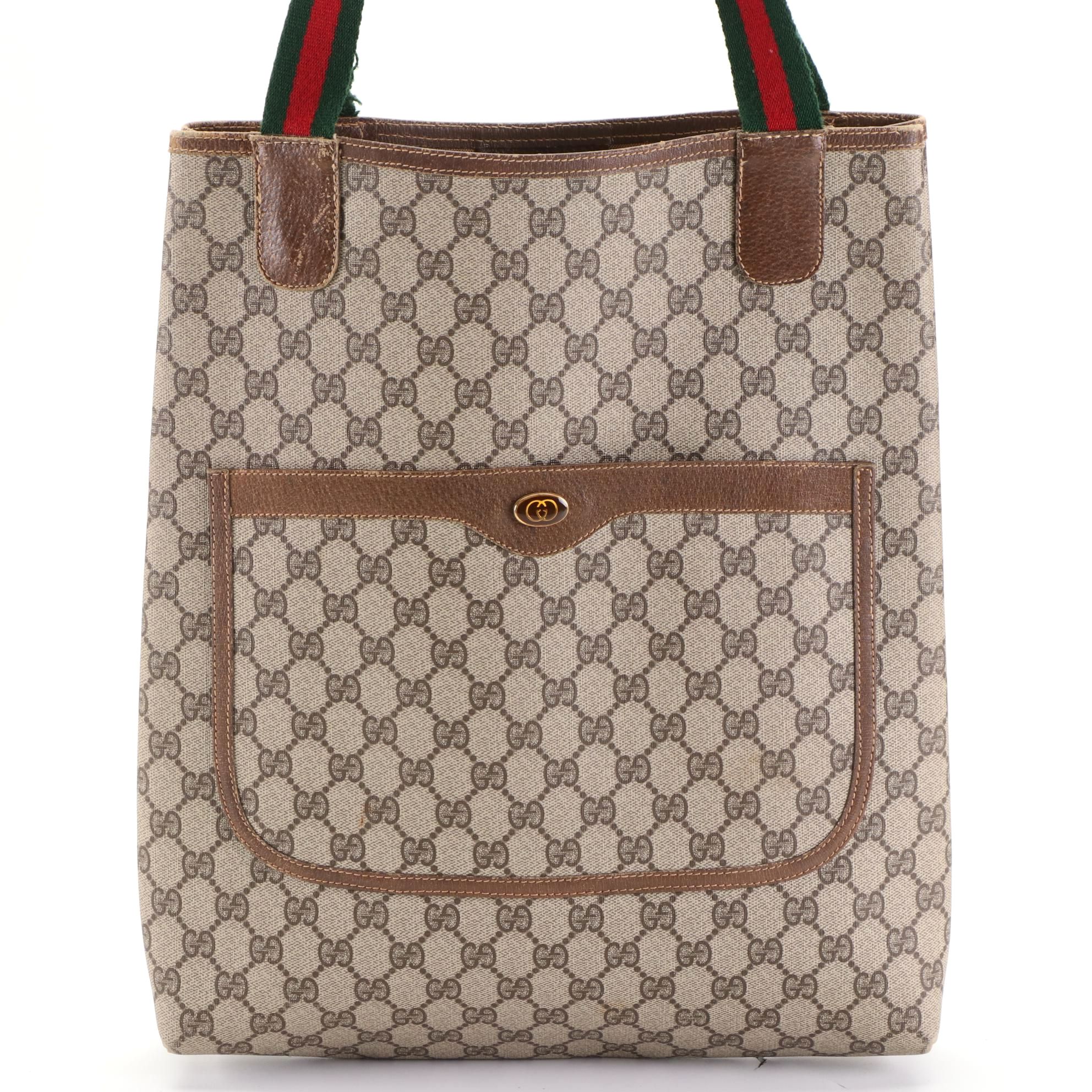 Gucci Accessory Collection GG Supreme Canvas Tote Bag with Web Stripe ...