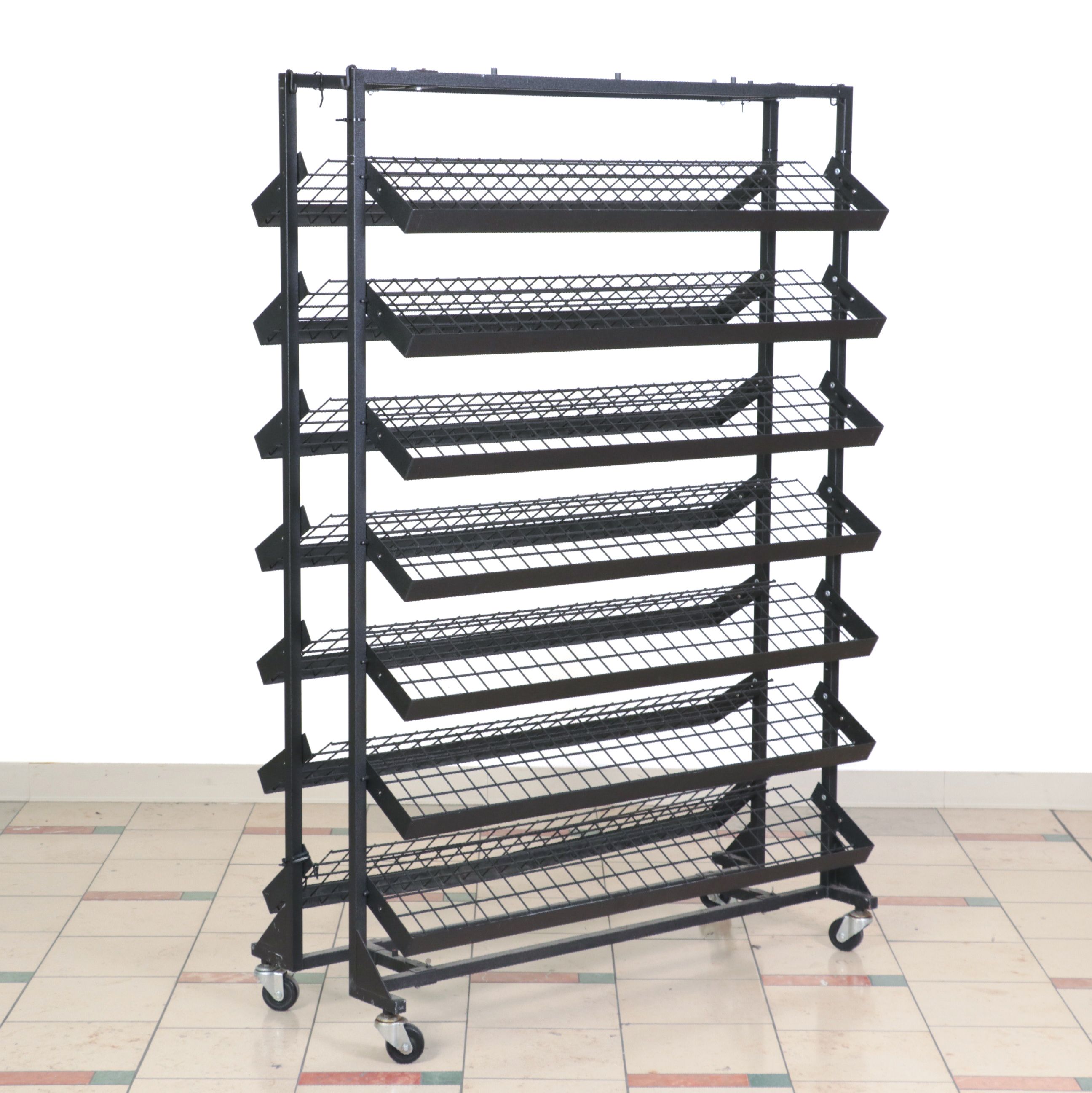 Industrial Metal Rolling Storage Display Rack with Angled Folding ...