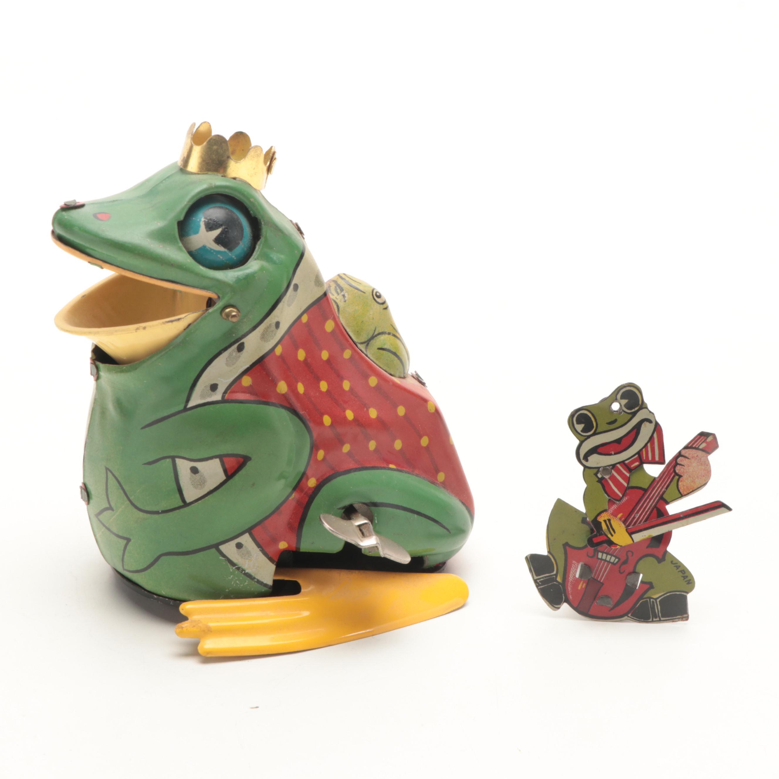 Tin Litho Frog Wind-Up Toy, Clickers and Sharpener | EBTH