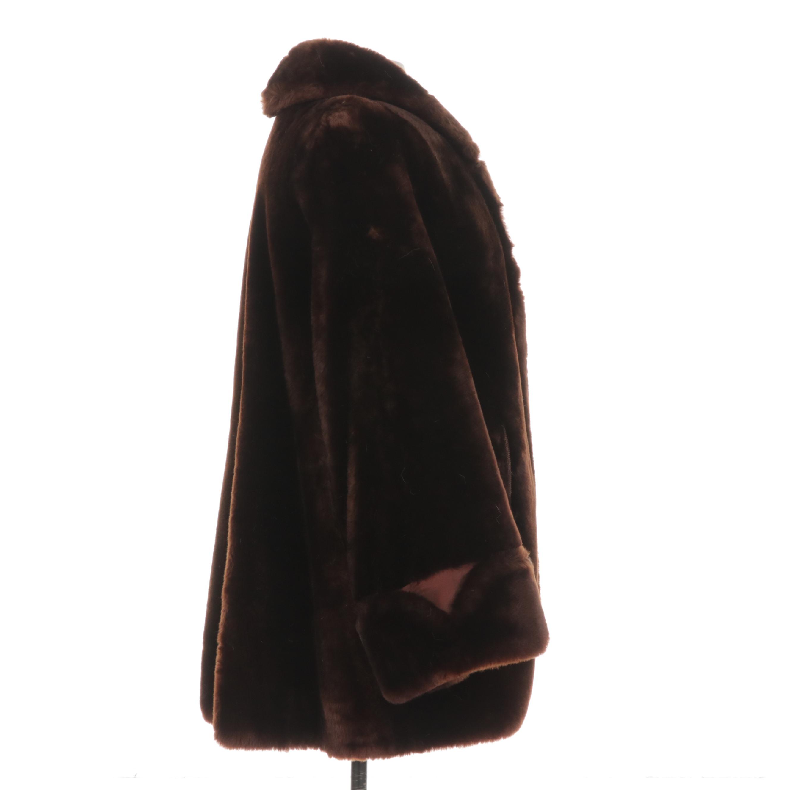 Mahogany Mouton Fur Jacket From Lowenthal's, Mid-20th Century | EBTH