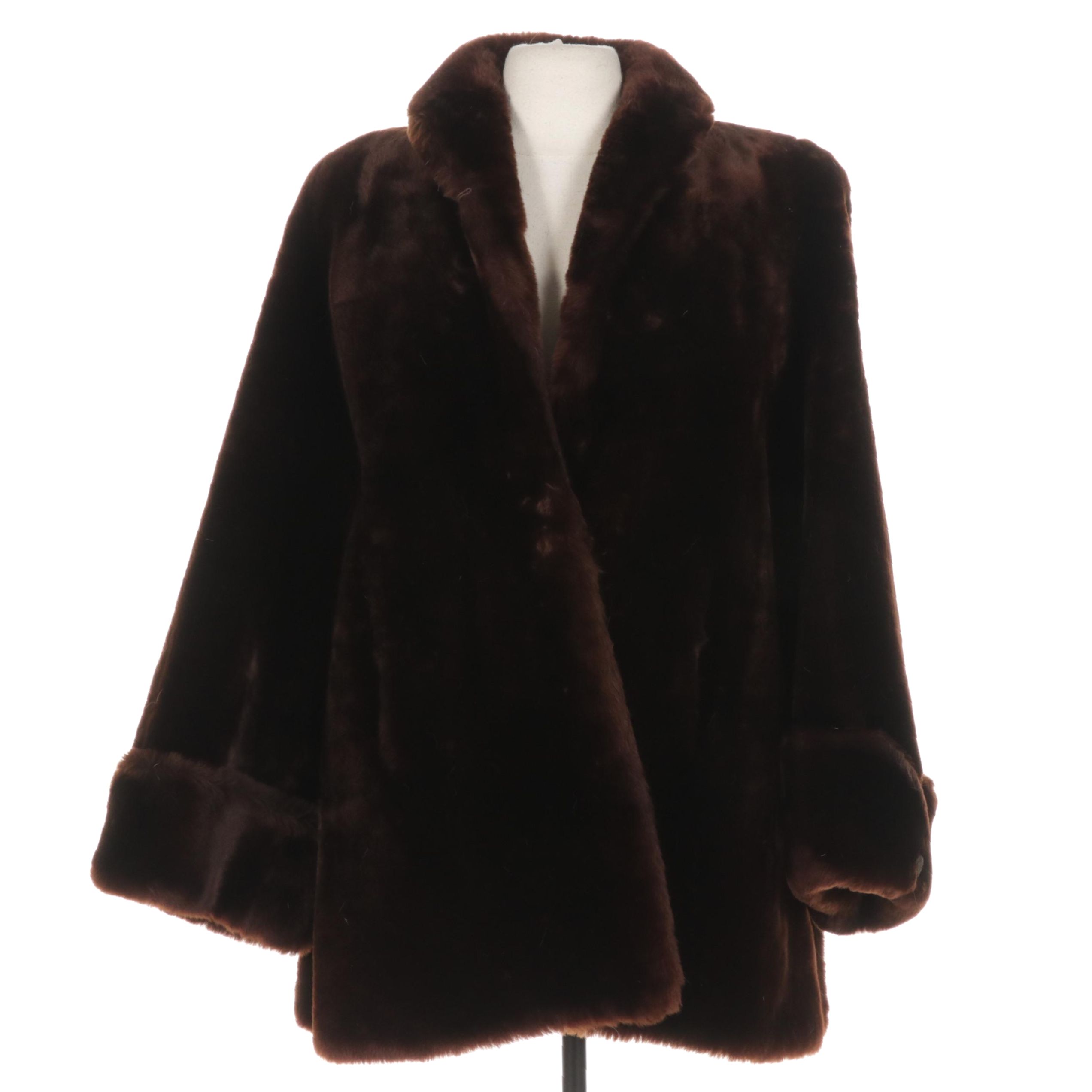 Mahogany Mouton Fur Jacket From Lowenthal's, Mid-20th Century | EBTH