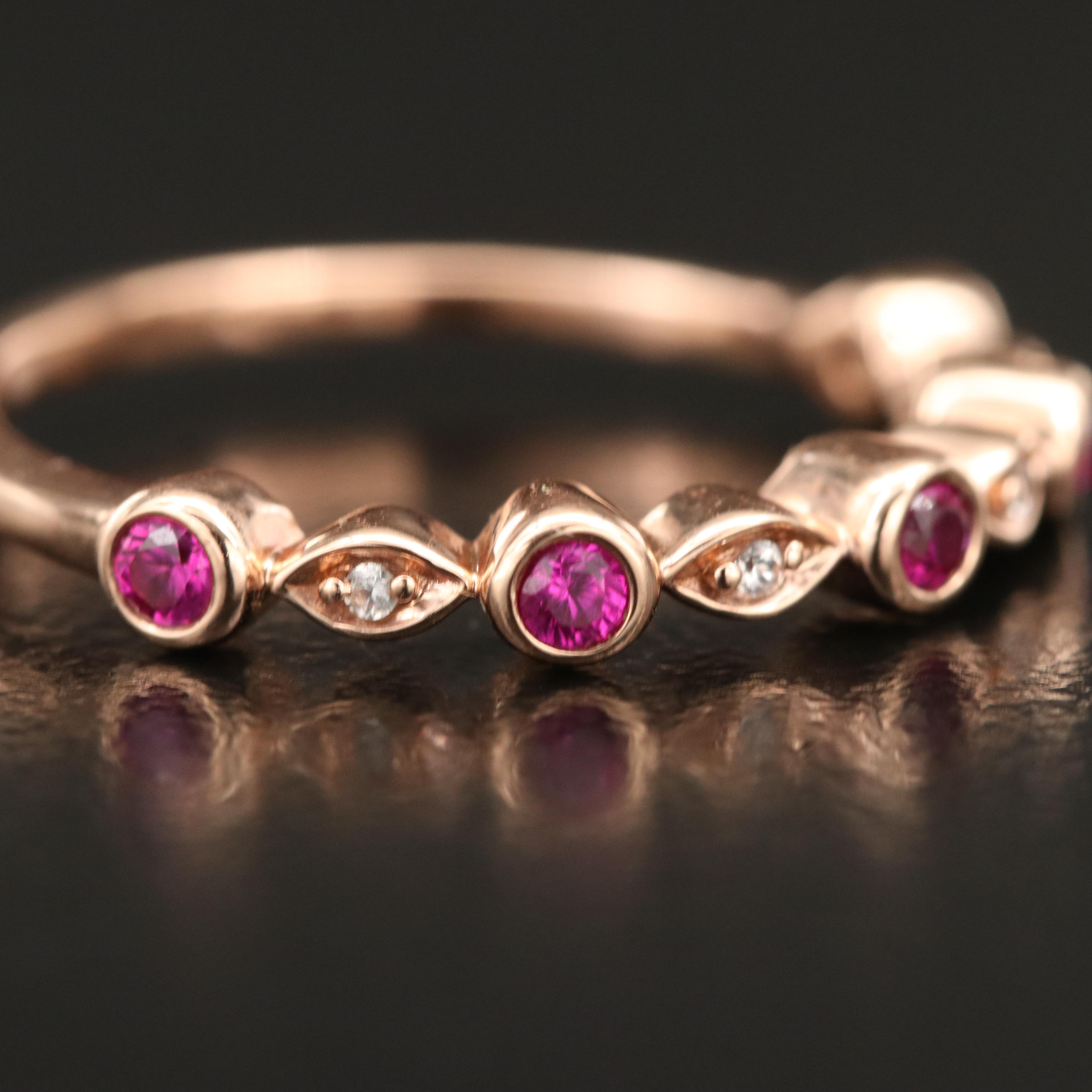 10K Rose Gold Ruby and Sapphire Ring | EBTH
