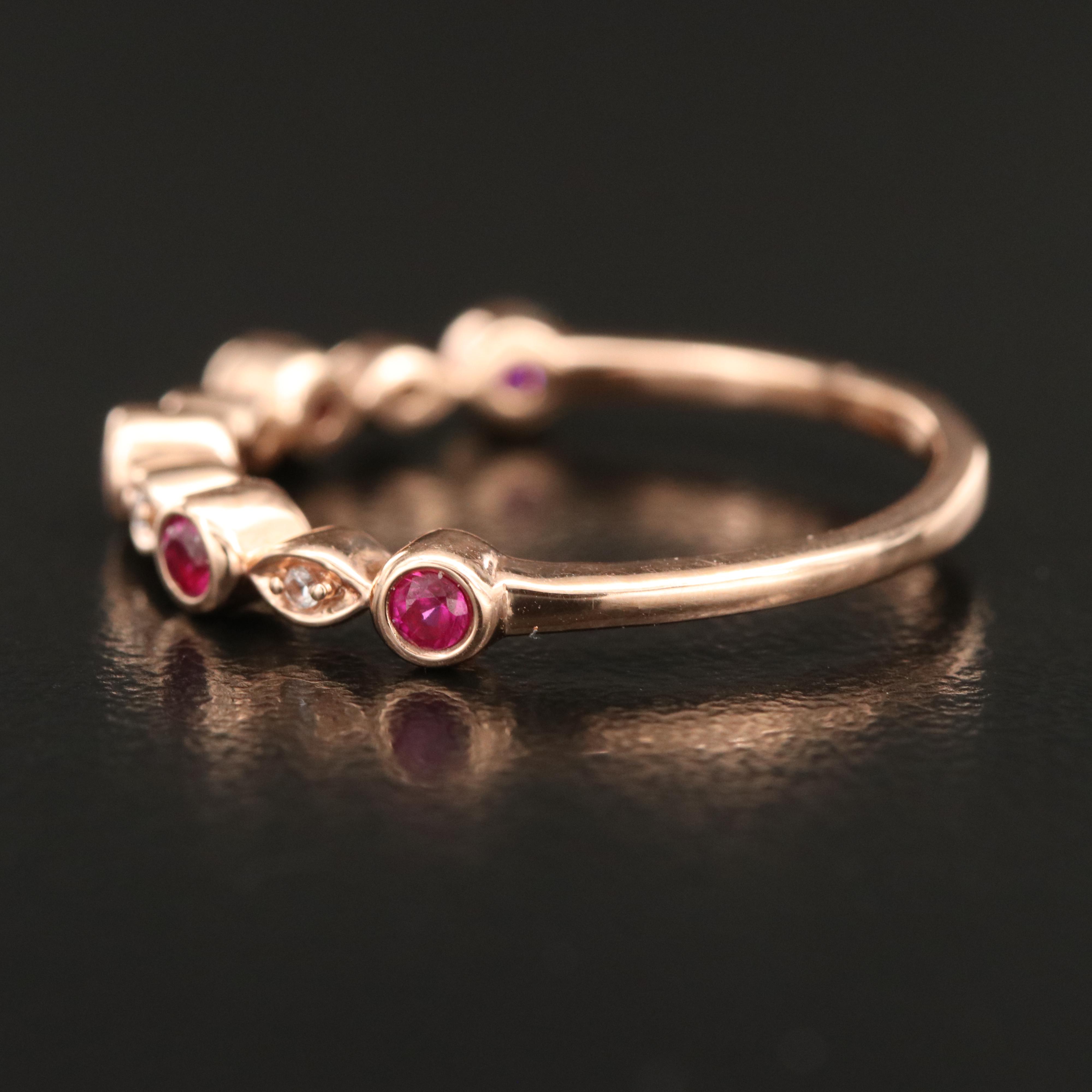 10K Rose Gold Ruby and Sapphire Ring | EBTH