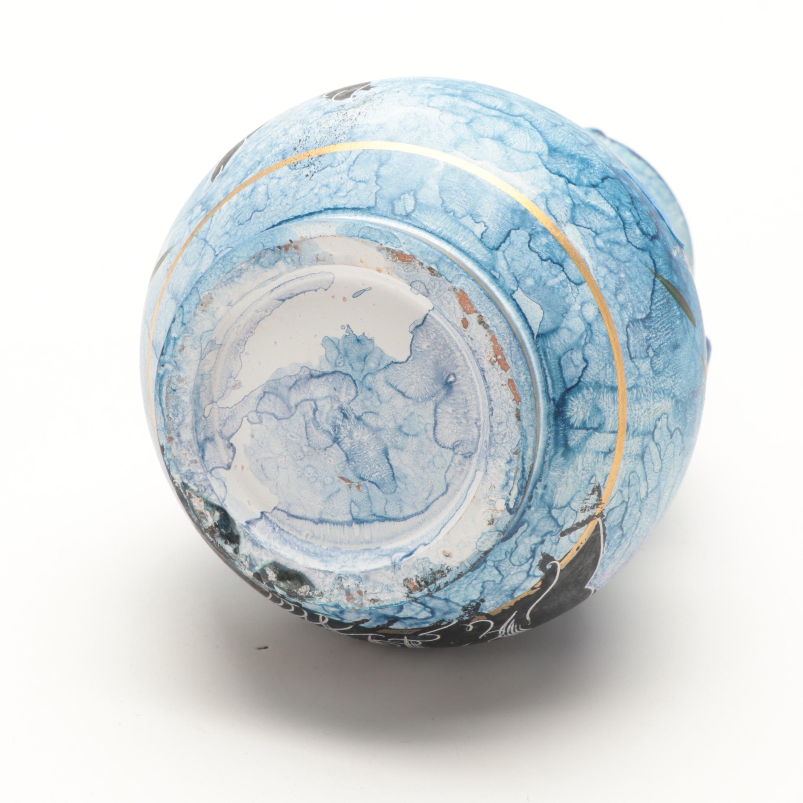 Amia Studios Hand-Painted Stained Glass Vase with Other Hand-Painted Vases | EBTH