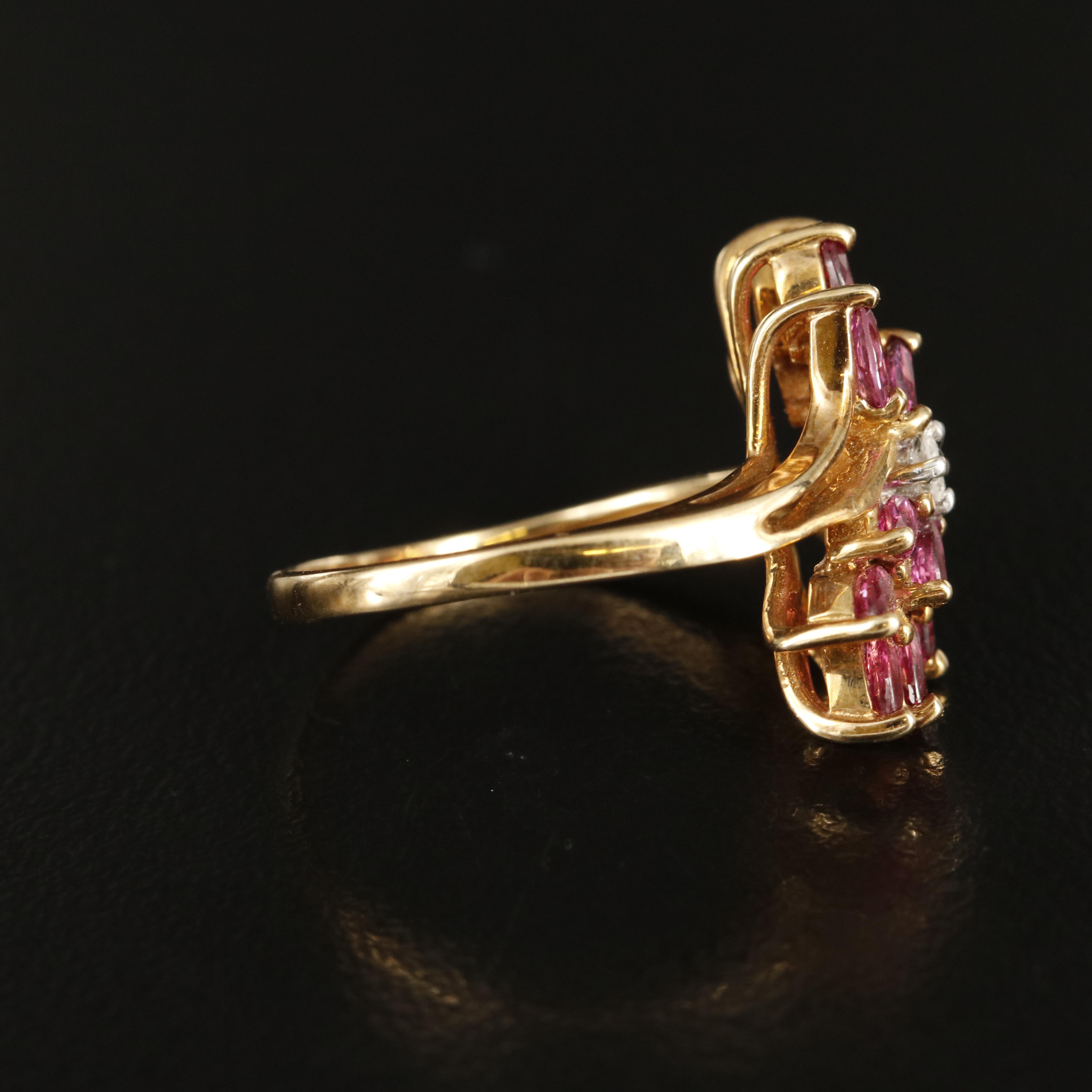 14K Diamond and Ruby Bypass Ring | EBTH