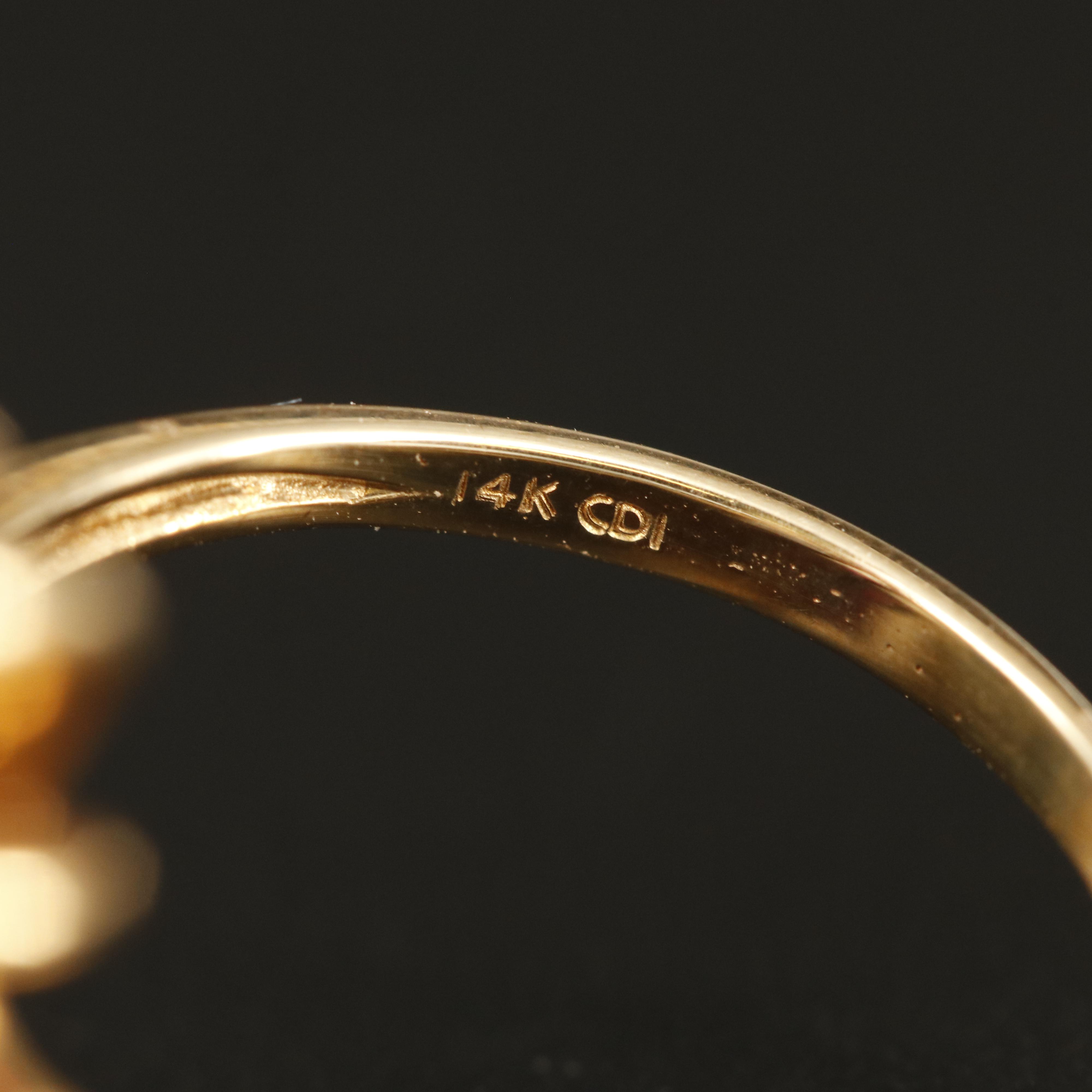 14K Diamond and Ruby Bypass Ring | EBTH