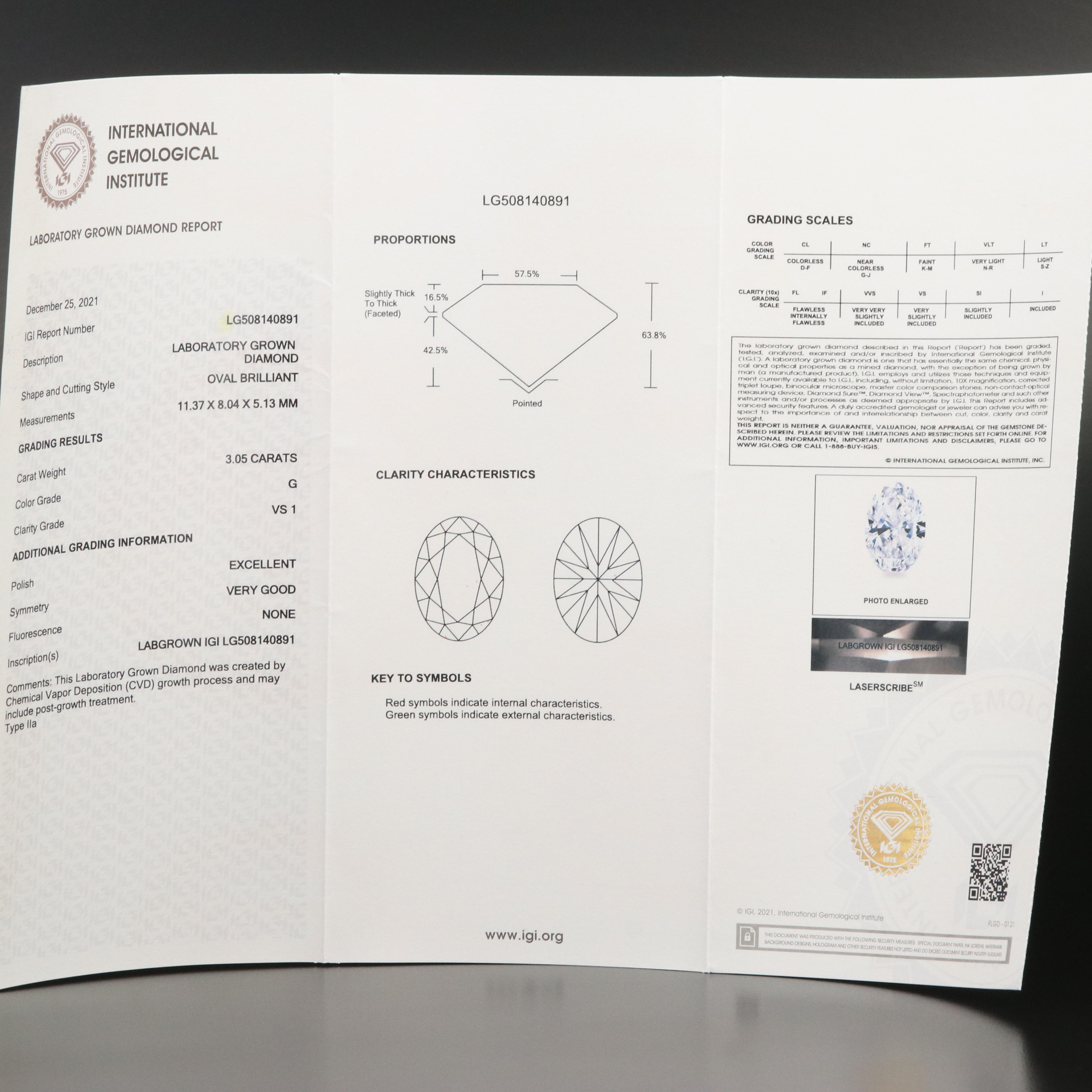 Loose 3.05 CT Lab Grown Diamond with IGI Report | EBTH