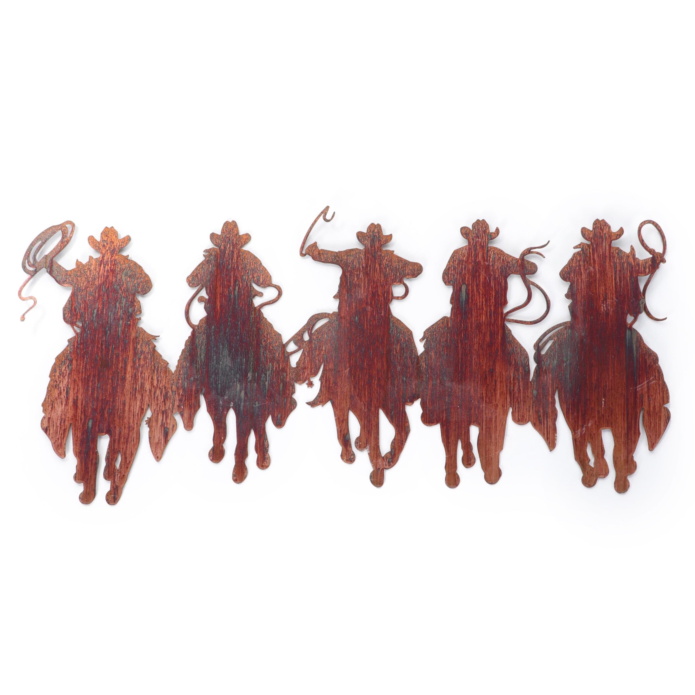 Distressed Metal Cowboy Silhouette Wall Plaque, Contemporary | EBTH