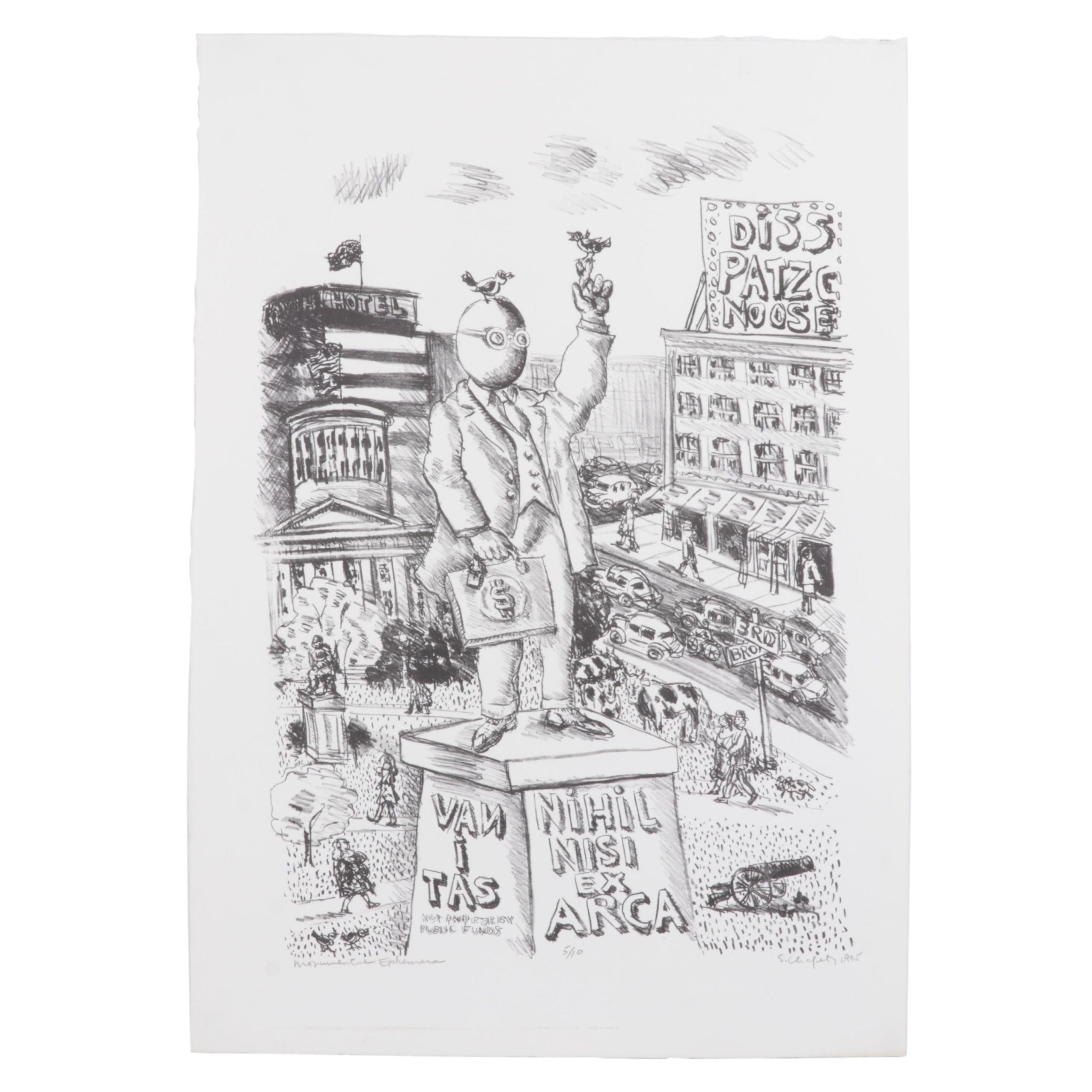 Sidney Chafetz Lithograph "Monumental Ephemera," 1985 | EBTH
