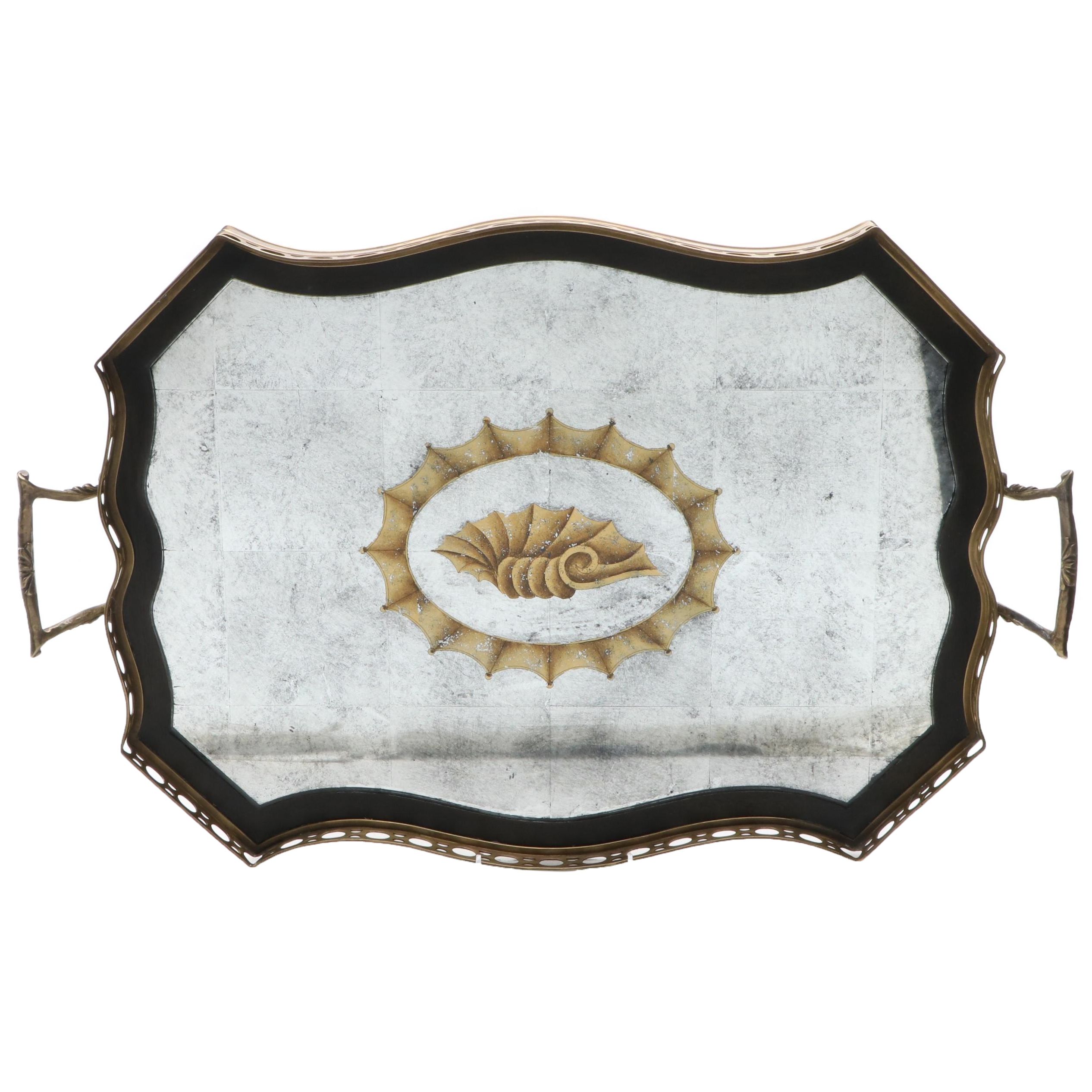 John-Richard European Crossroads Églomisé Mirrored Gallery Serving Tray ...