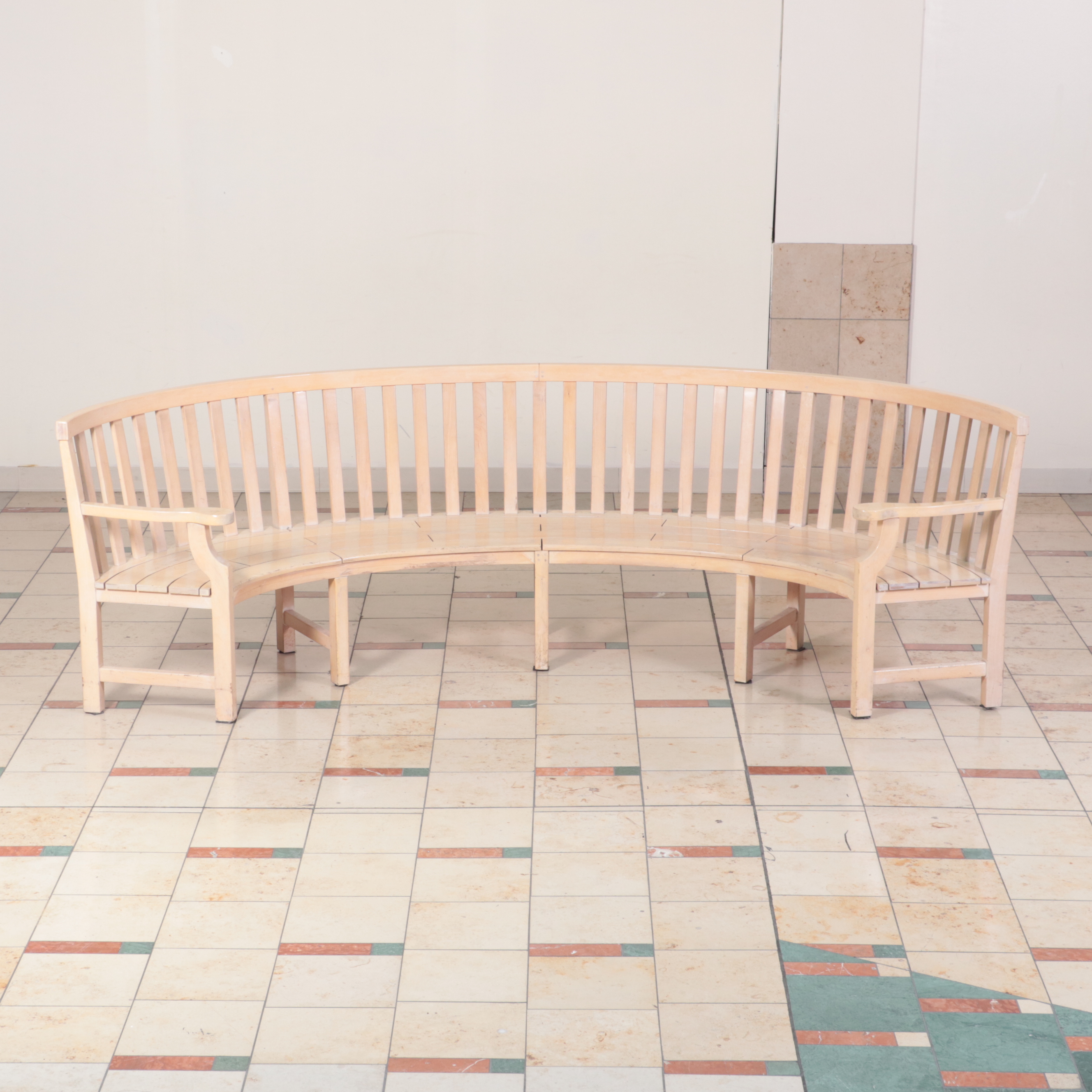 Pair of Large Curved Wood Benches | EBTH