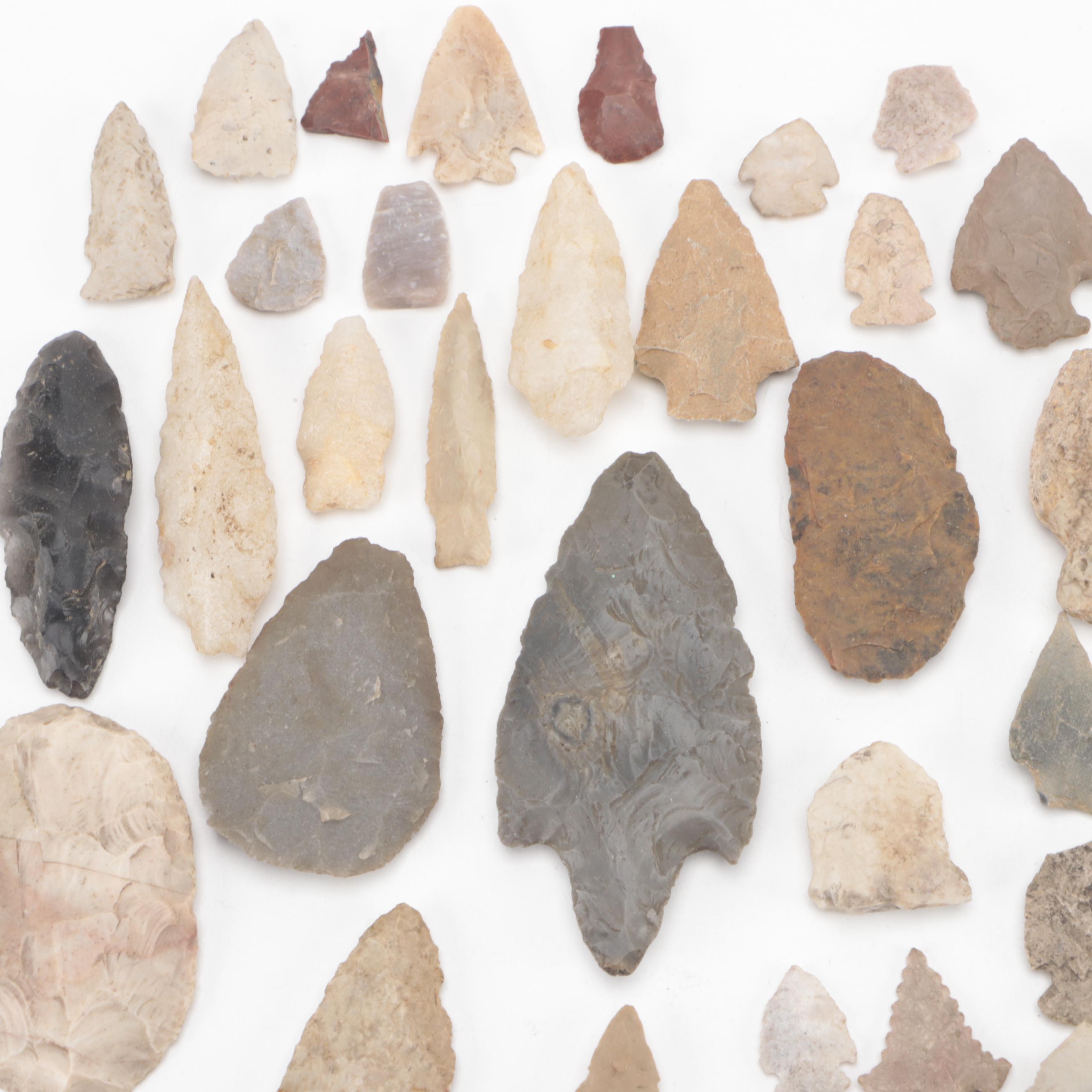 Knapped Stone Projectiles, Tools and Fossil Corn With Other Fossil ...