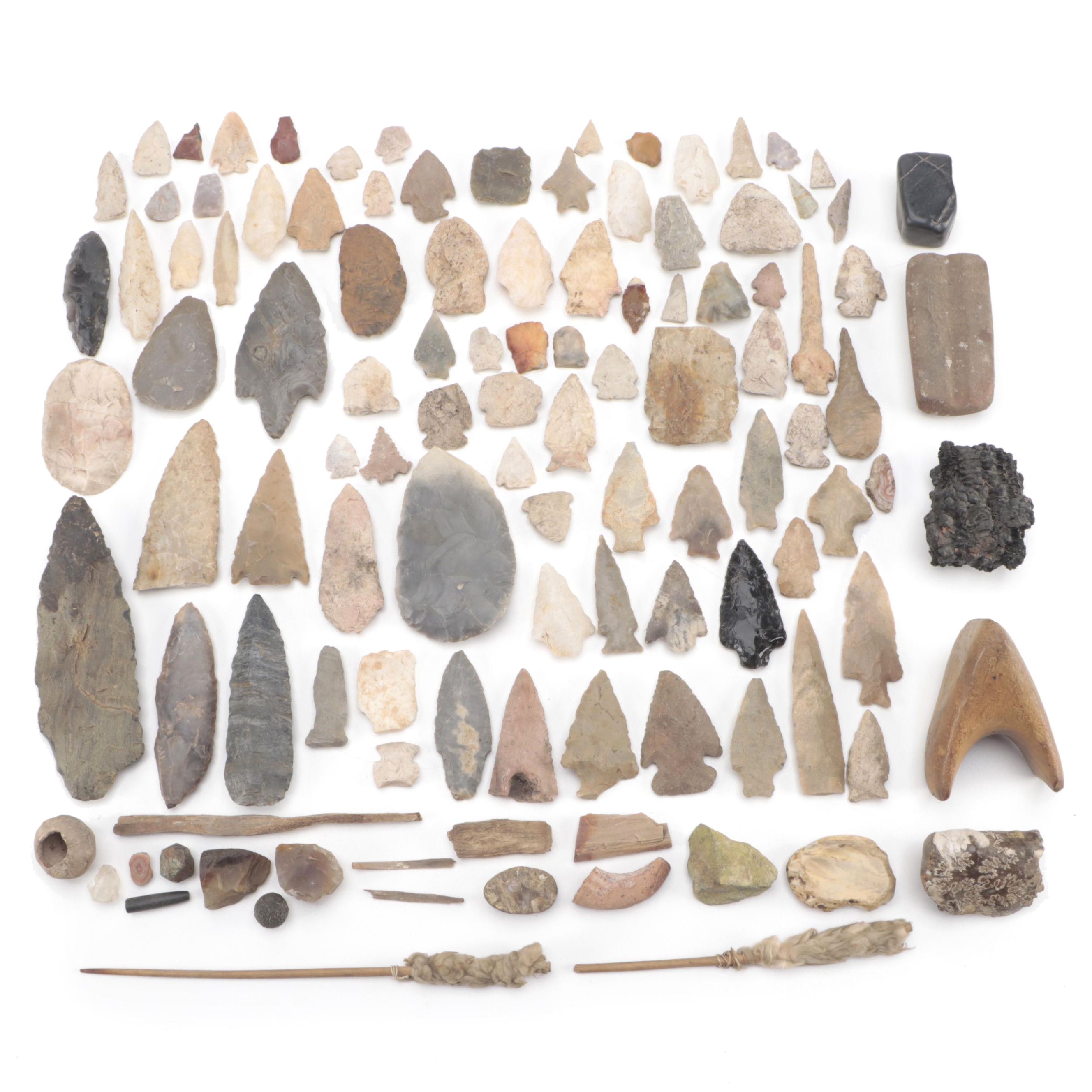 Knapped Stone Projectiles, Tools and Fossil Corn With Other Fossil ...