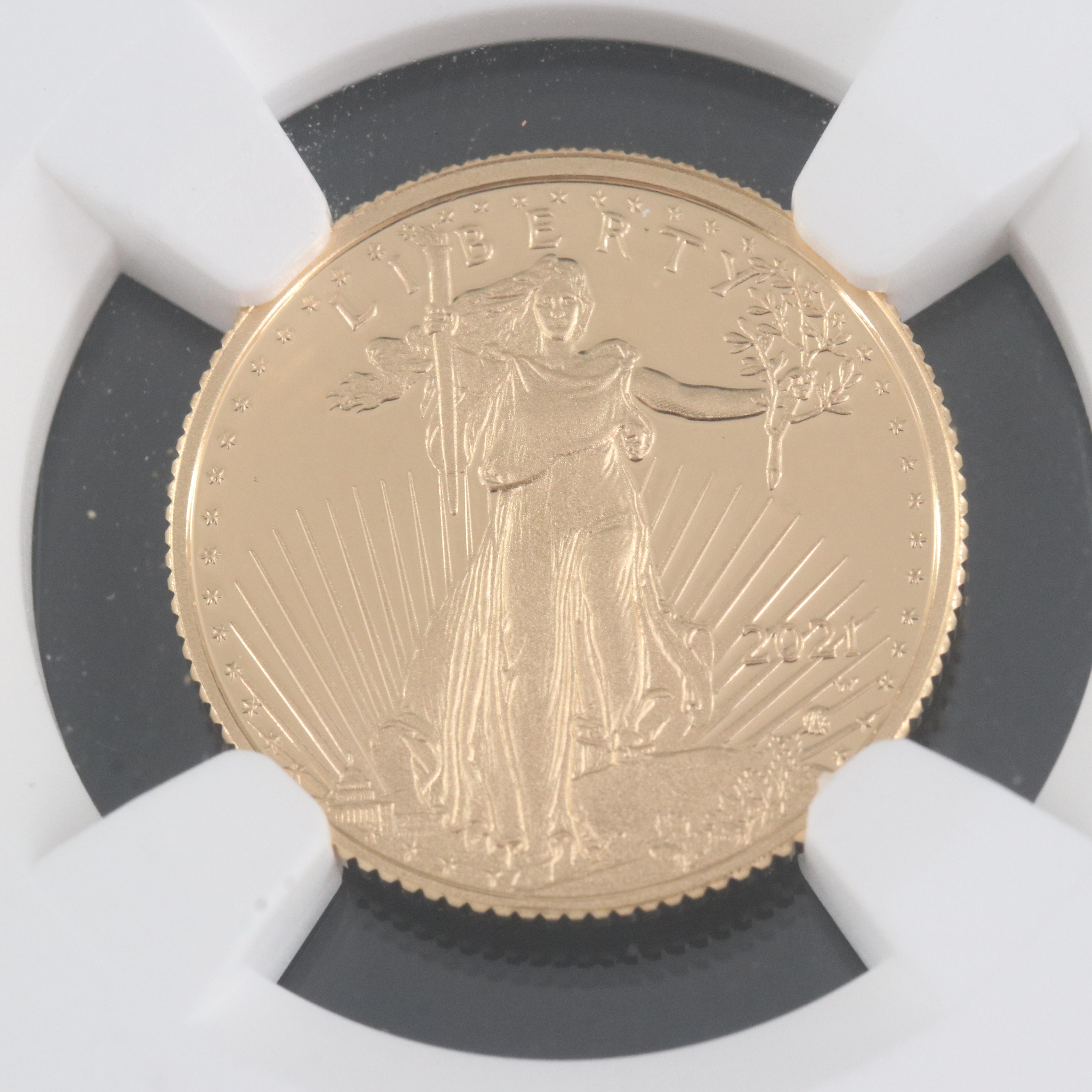 NGC Graded PF70 Ultra Cameo 2021-W $5 Gold Eagle Bullion Coin | EBTH
