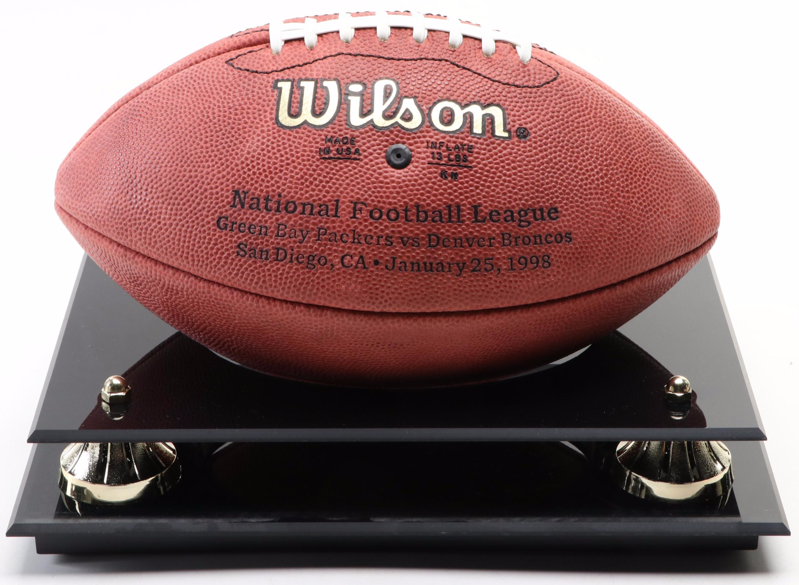 NFL Super Bowl XXXII Wilson Football in Case, Framed Super Bowl ...