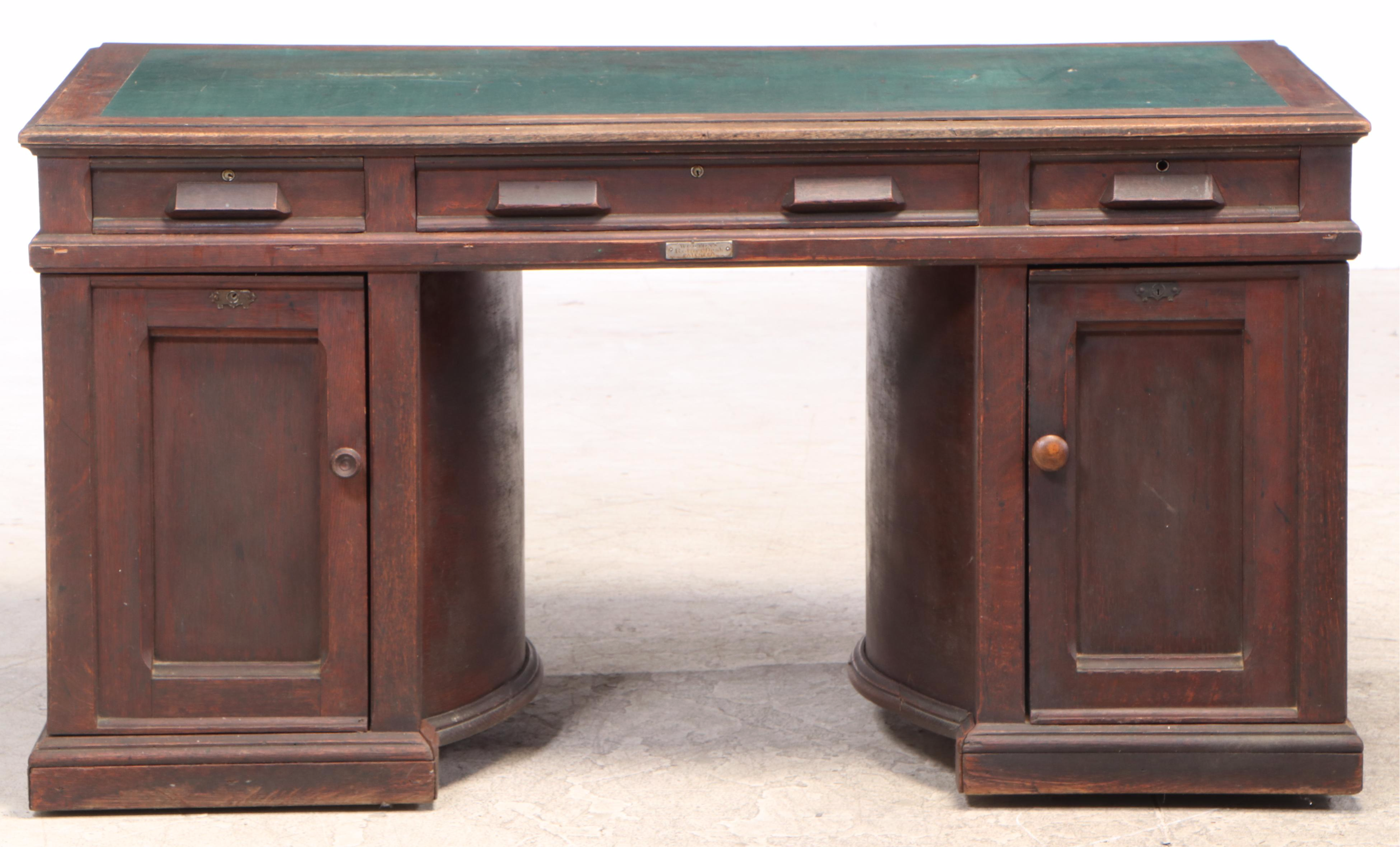 Wooten Desk Company "Rotary" Oak Double-Pedestal Desk, Late 19th ...