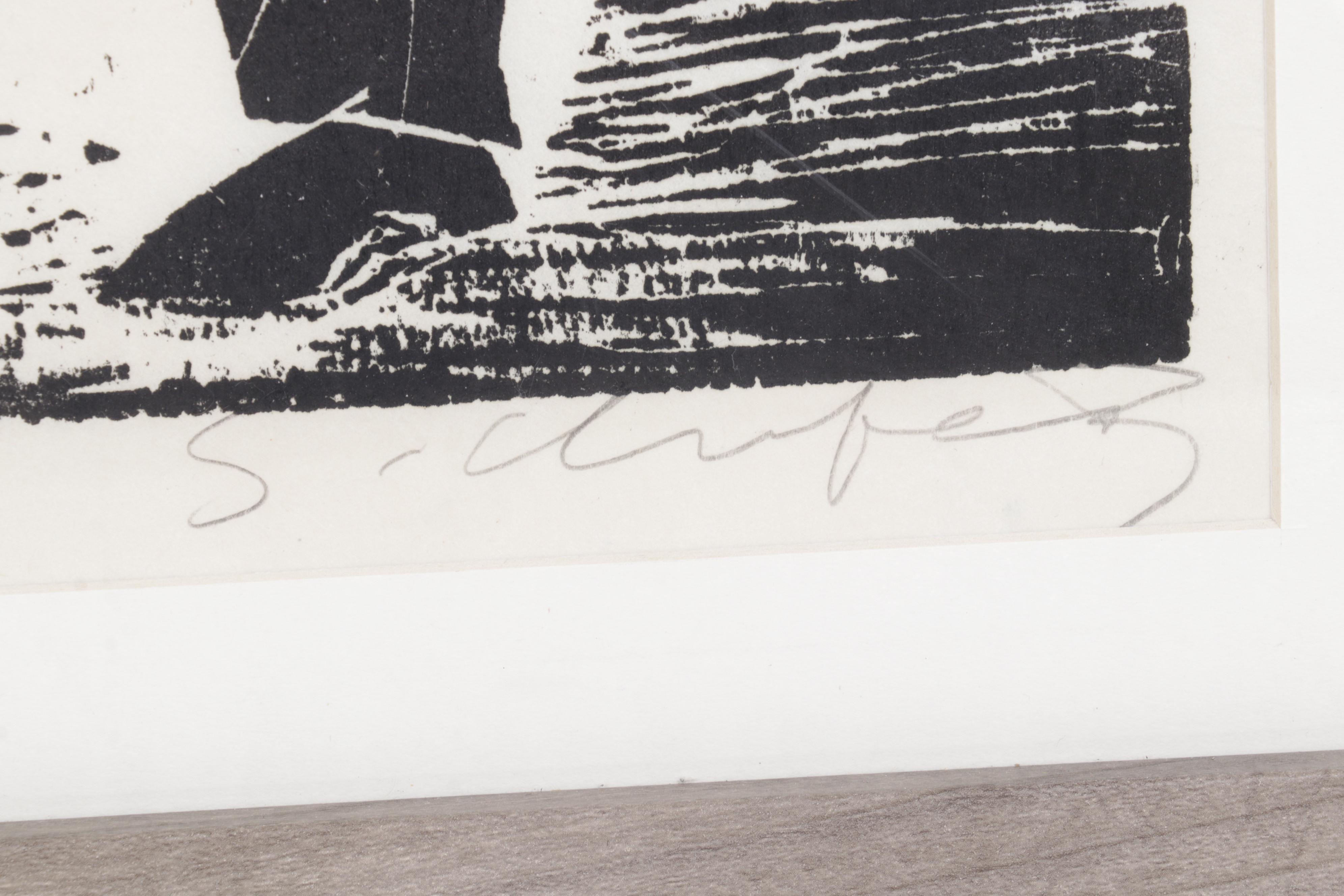 Sid Chafetz Woodcut "Two Geniuses," 1964 | EBTH