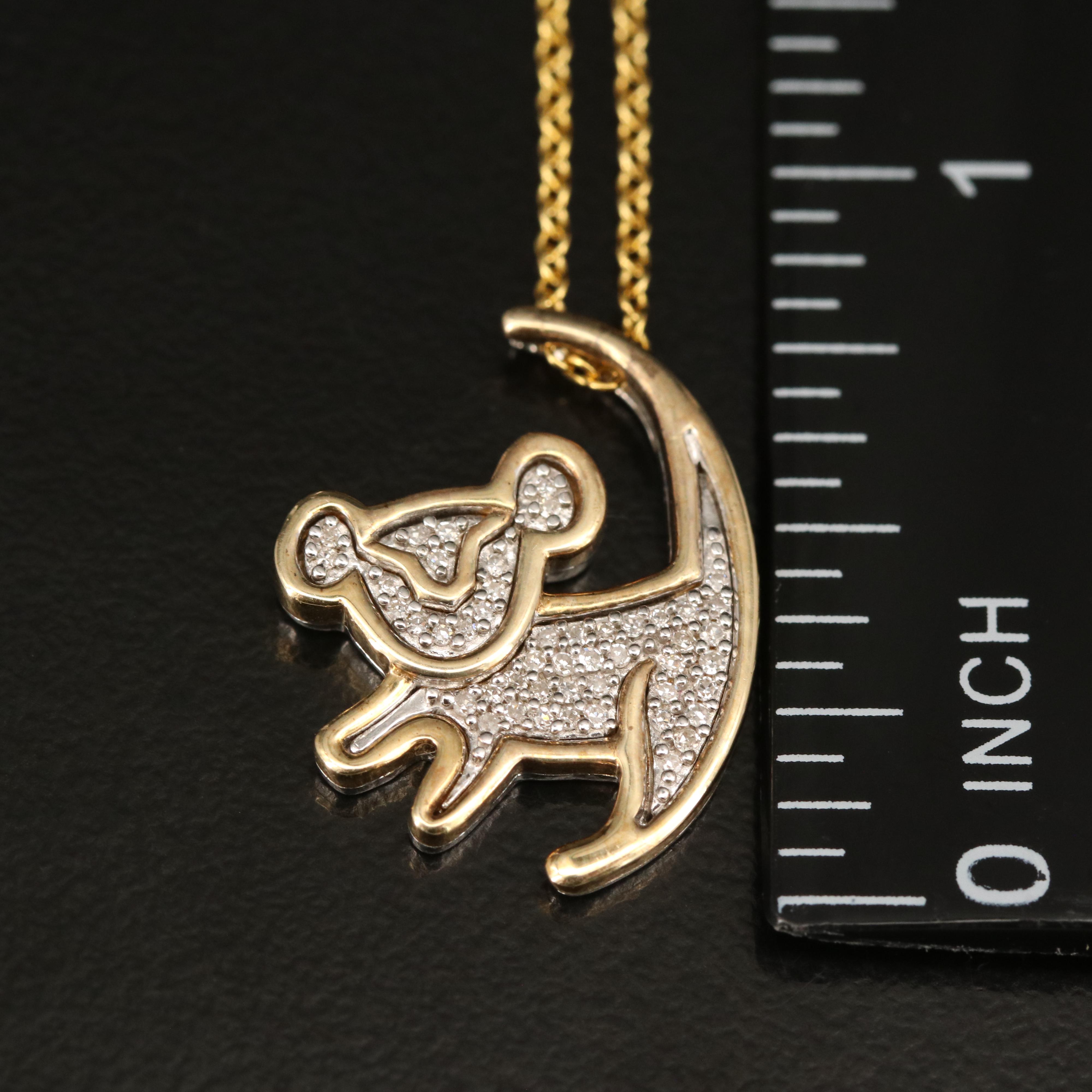 EFFY Sterling Diamond Disney "Lion King" Simba Pendant Necklace | EBTH