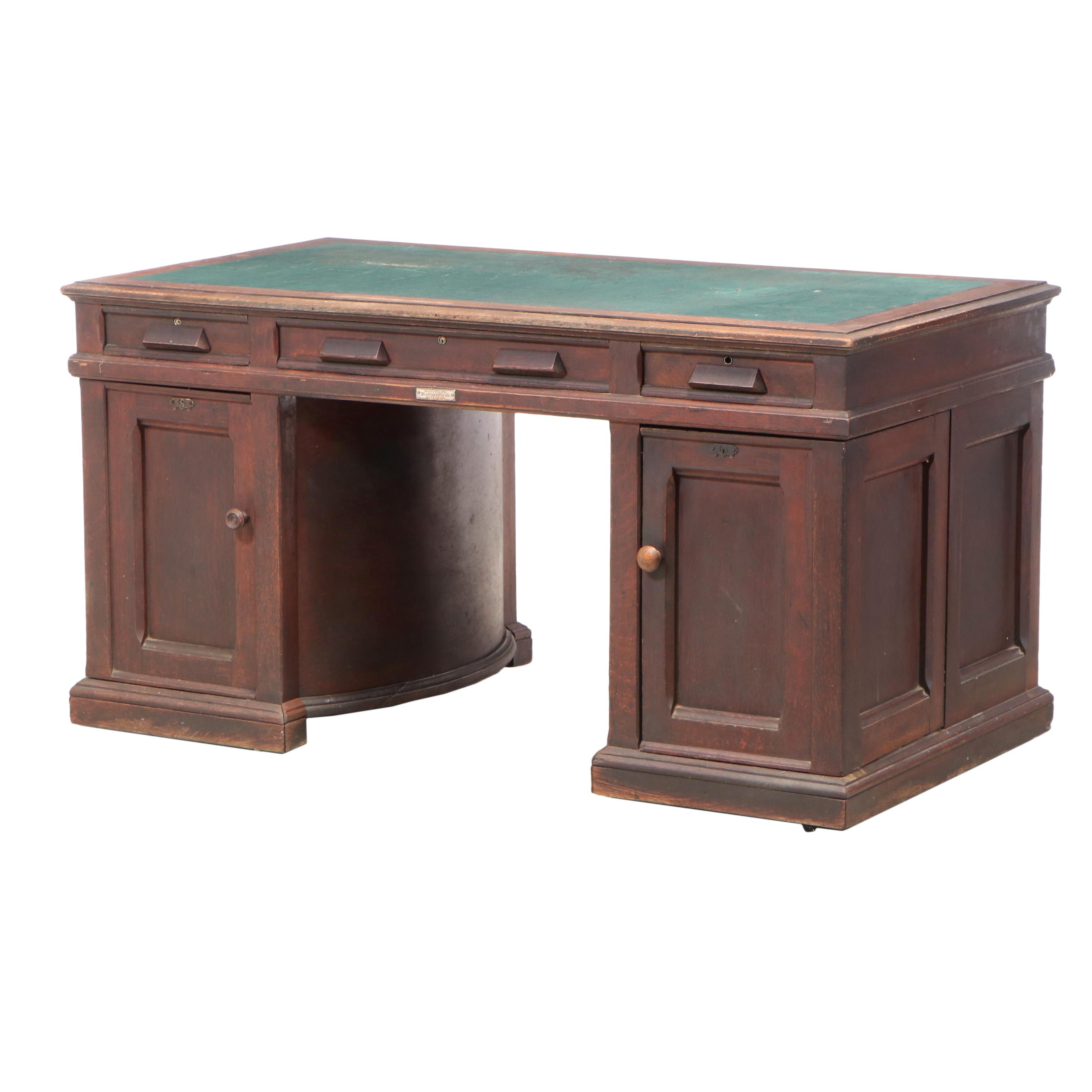 Wooten Desk Company "Rotary" Oak Double-Pedestal Desk, Late 19th ...