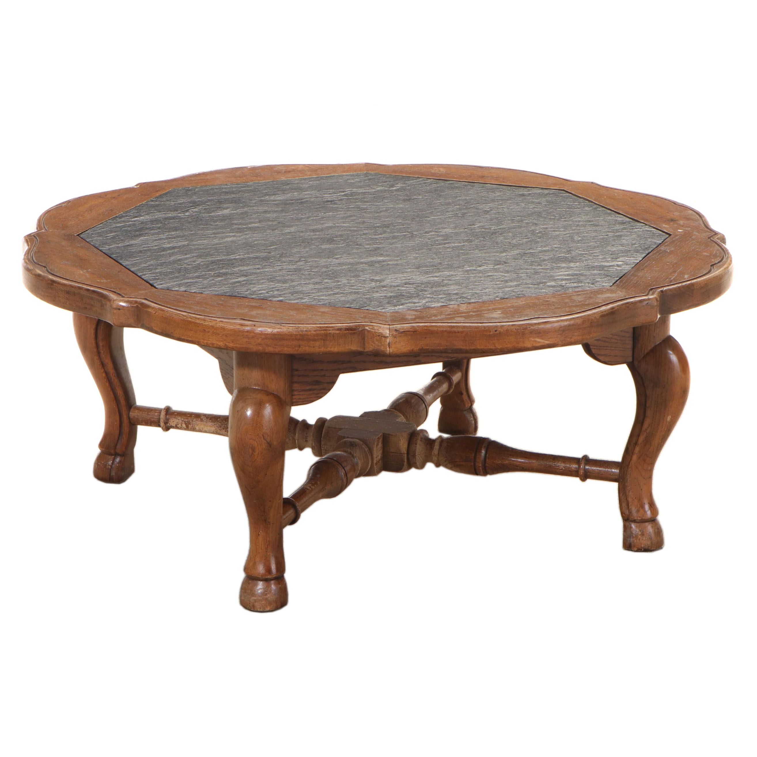 Thomasville French Provincial Style Oak and Slate Top Coffee Table | EBTH