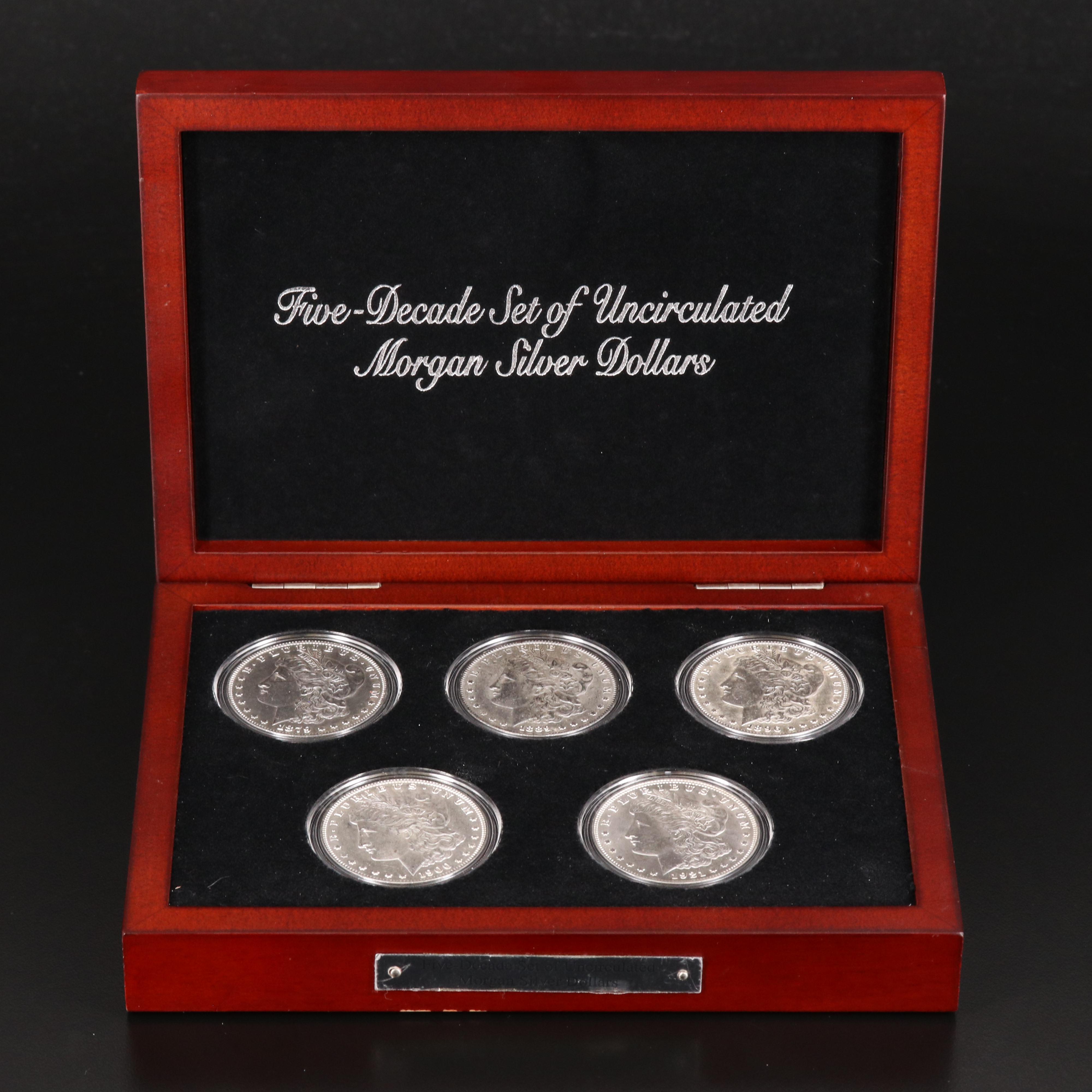 "Five-Decade Set of Uncirculated Morgan Silver Dollars" Coin Set | EBTH