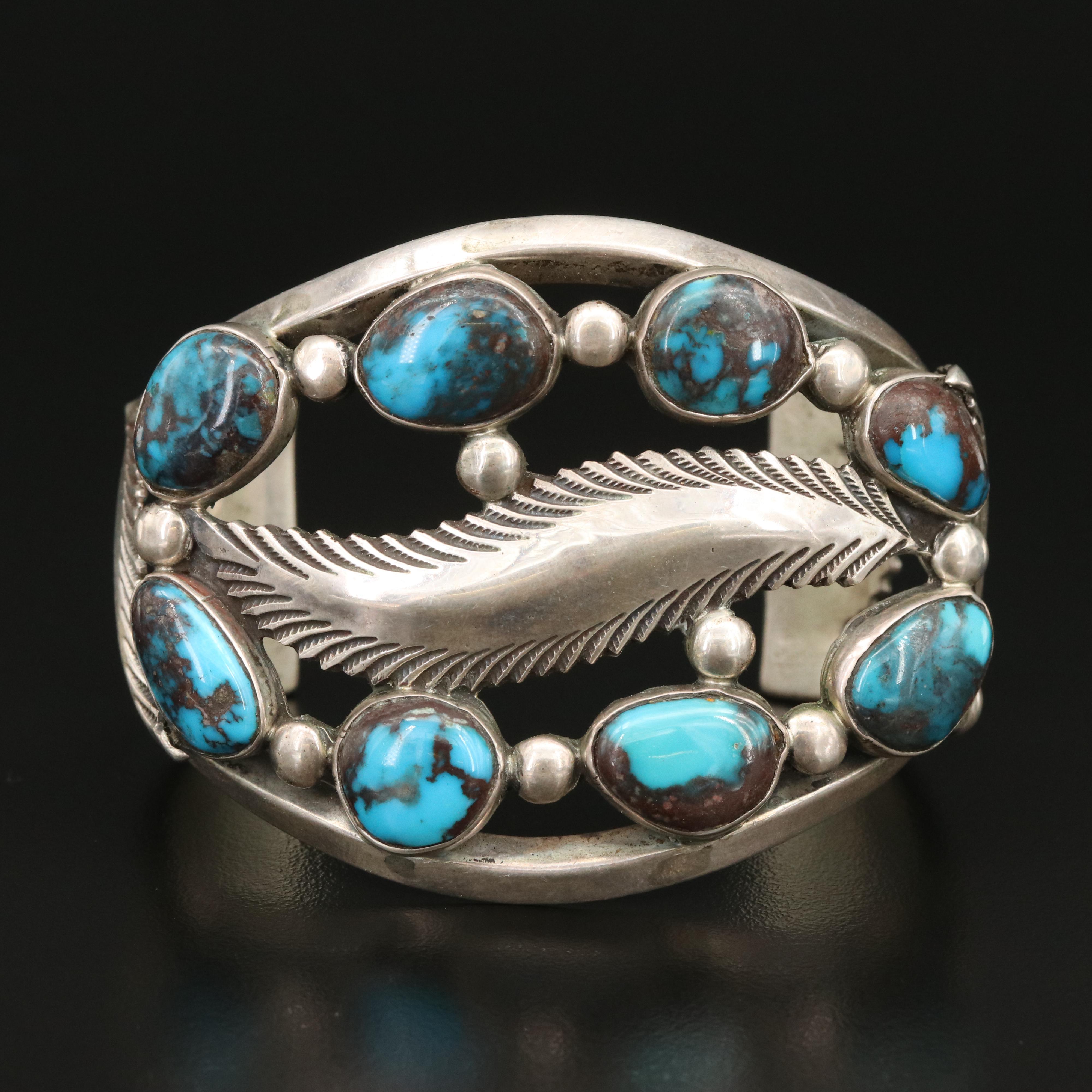 Southwestern Sterling Turquoise Cuff | EBTH
