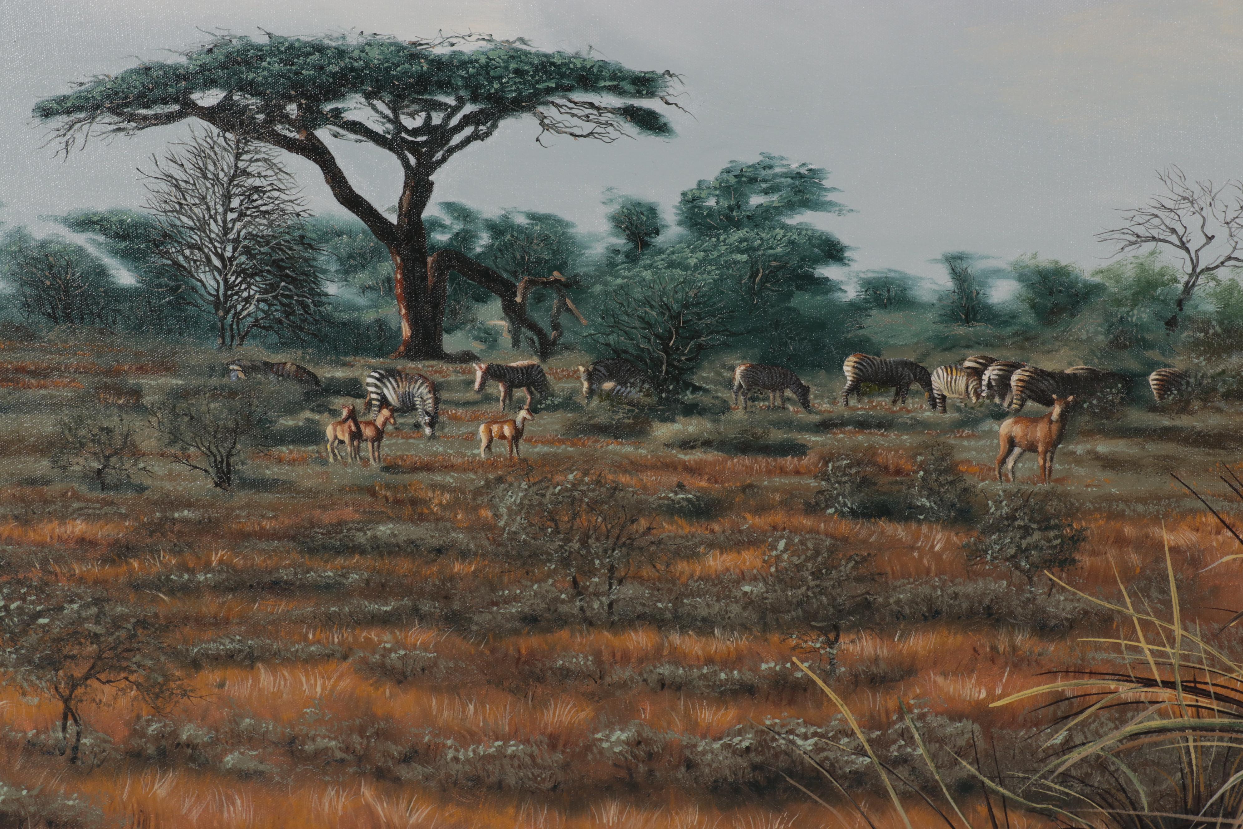 Donald Rust Oil Painting of Lions, 1992 | EBTH