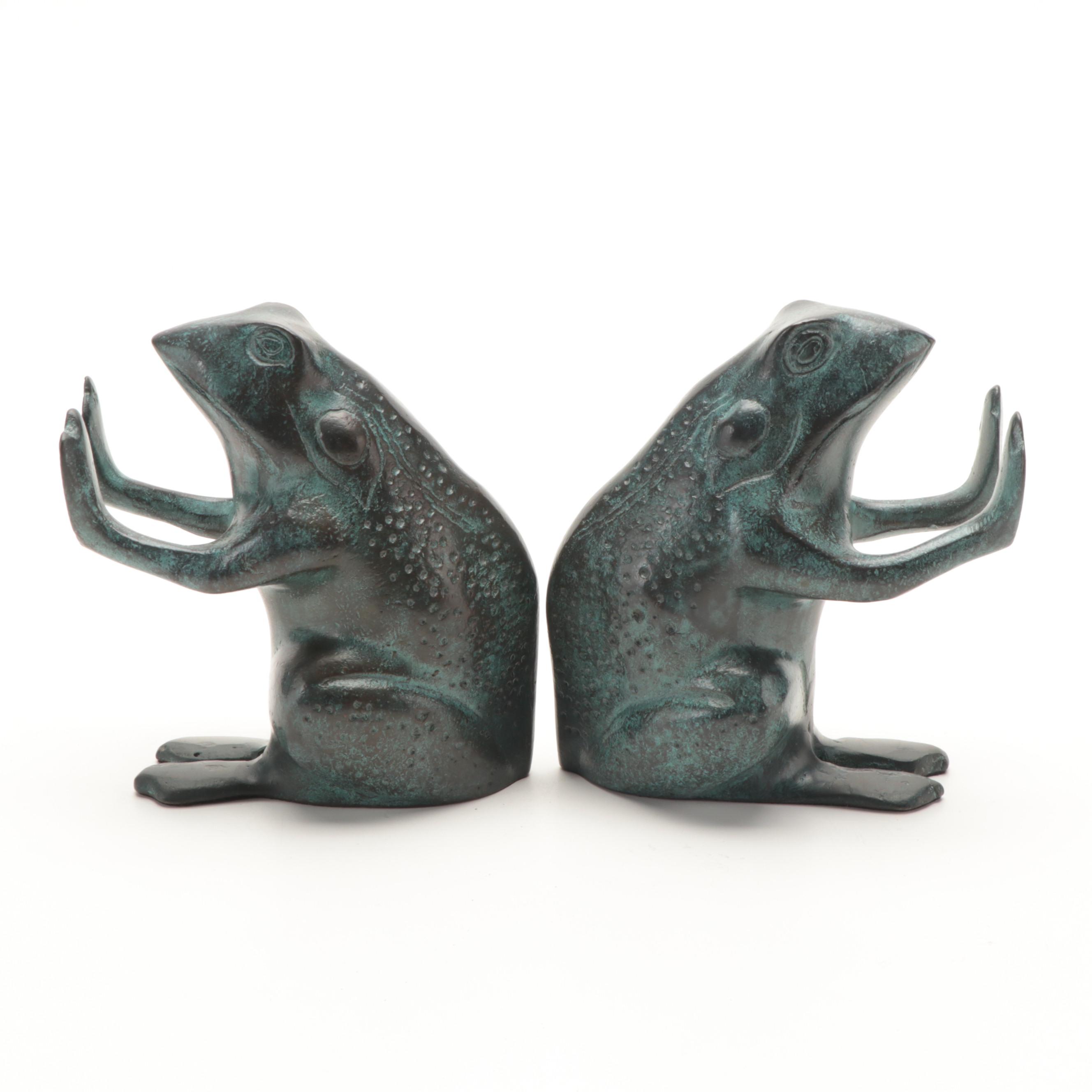 Andrea by Sadek Frog Patinated Brass Bookends | EBTH