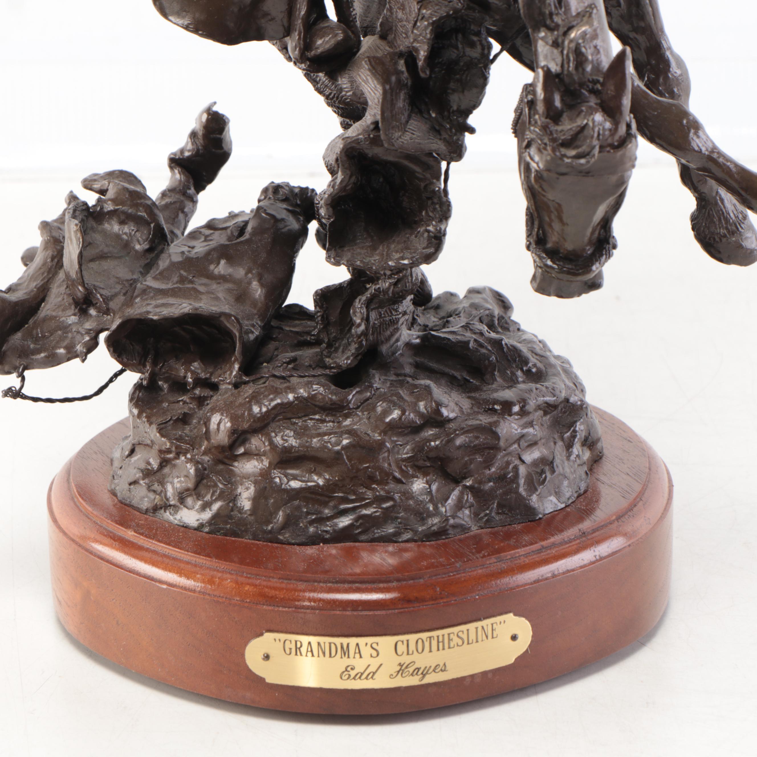 Edd Hayes Bronze Sculpture "Grandma's Clothesline," 1983 | EBTH