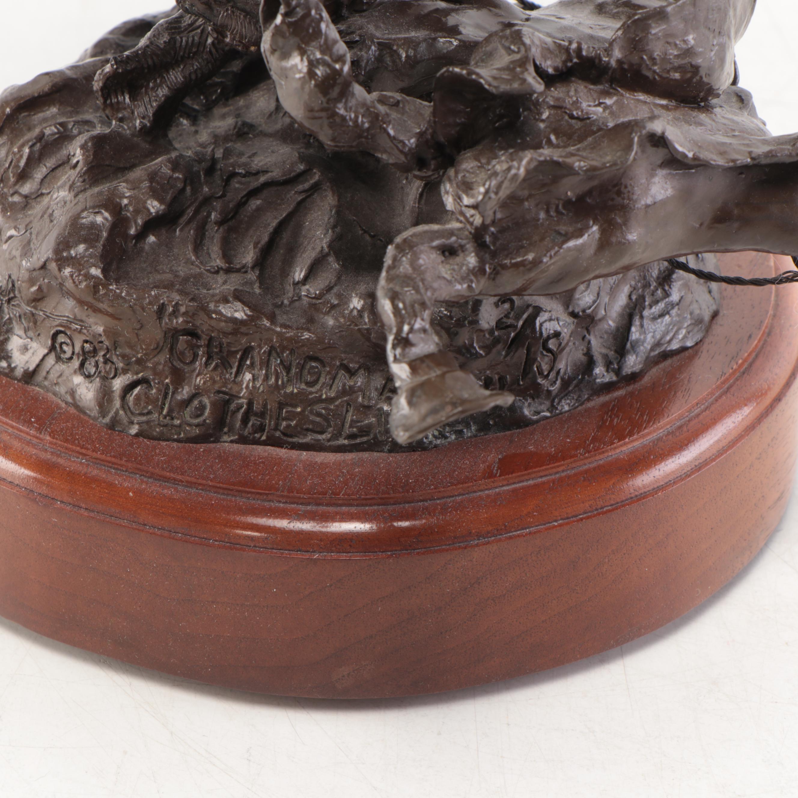 Edd Hayes Bronze Sculpture "Grandma's Clothesline," 1983 | EBTH