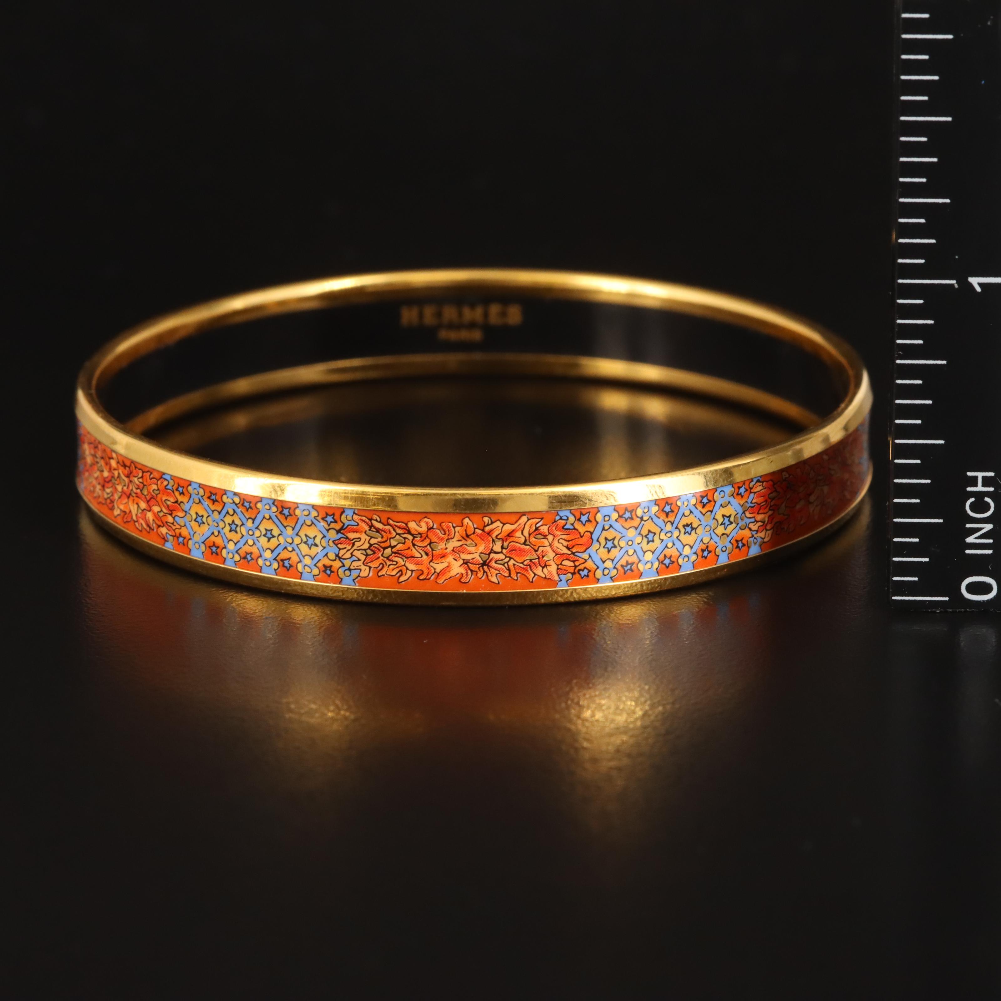 Hermès Orange and Blue Narrow Enamel Bangle | EBTH