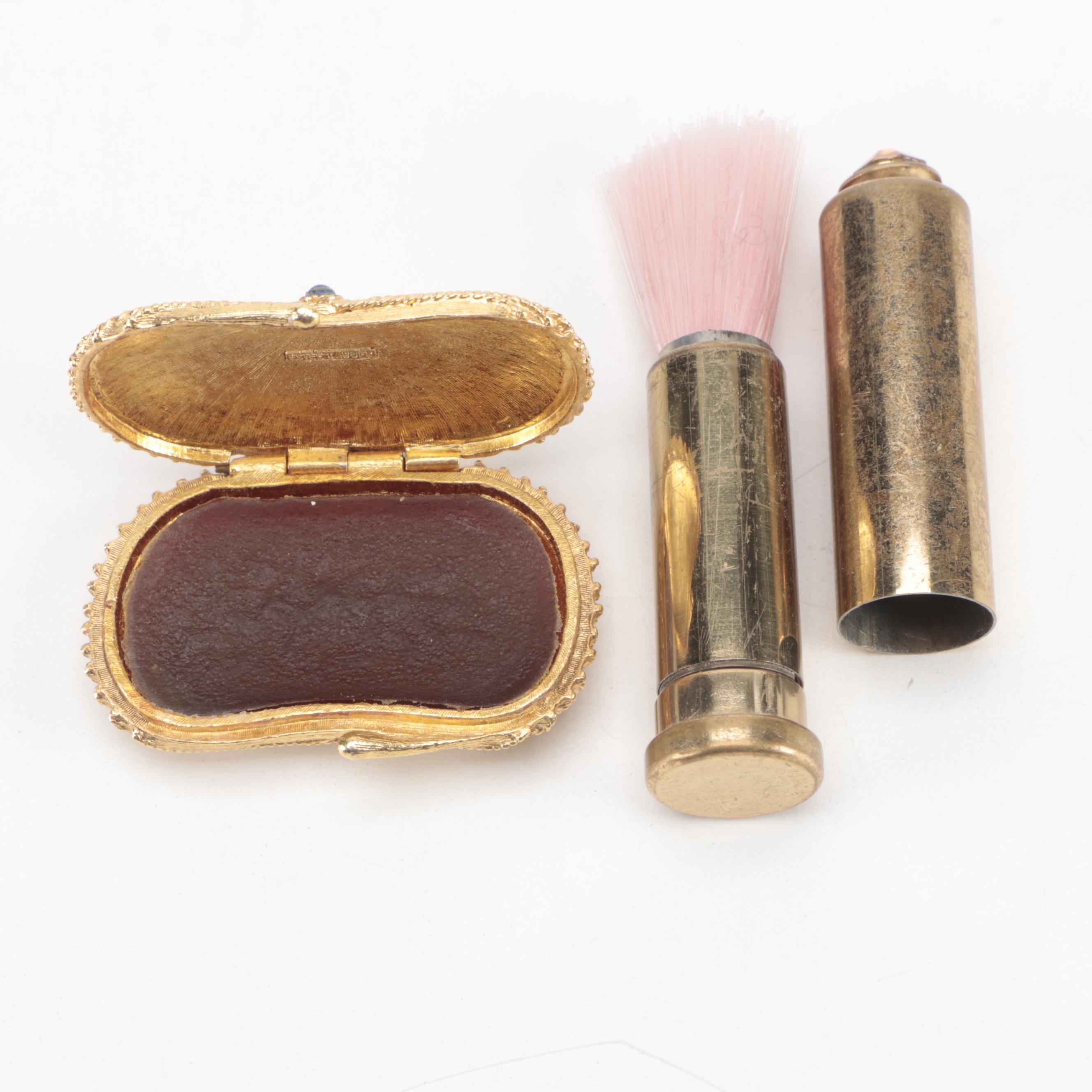Gold Tone Compacts with Vintage Perfume Sample Collection | EBTH
