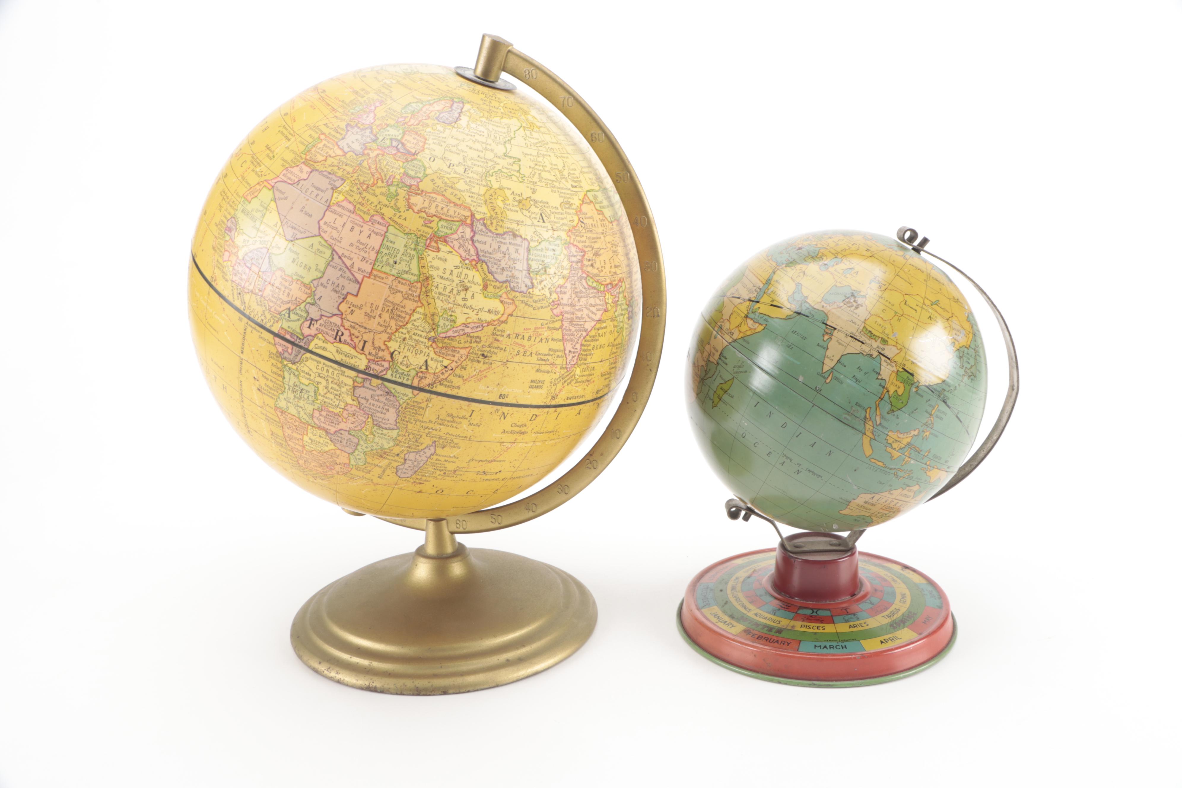 Geo. F. Cram Co Inc 9" Terrestrial Globe with Globe Coin Back and ...