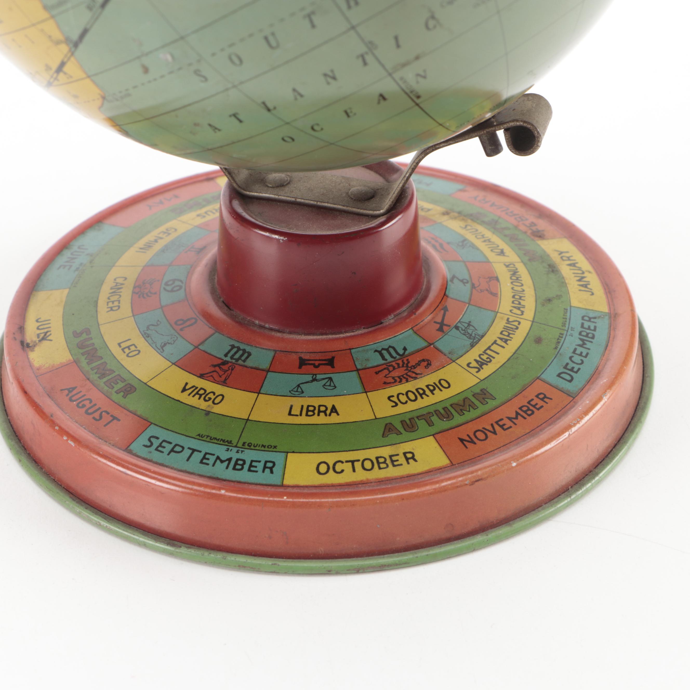 Geo. F. Cram Co Inc 9" Terrestrial Globe with Globe Coin Back and ...