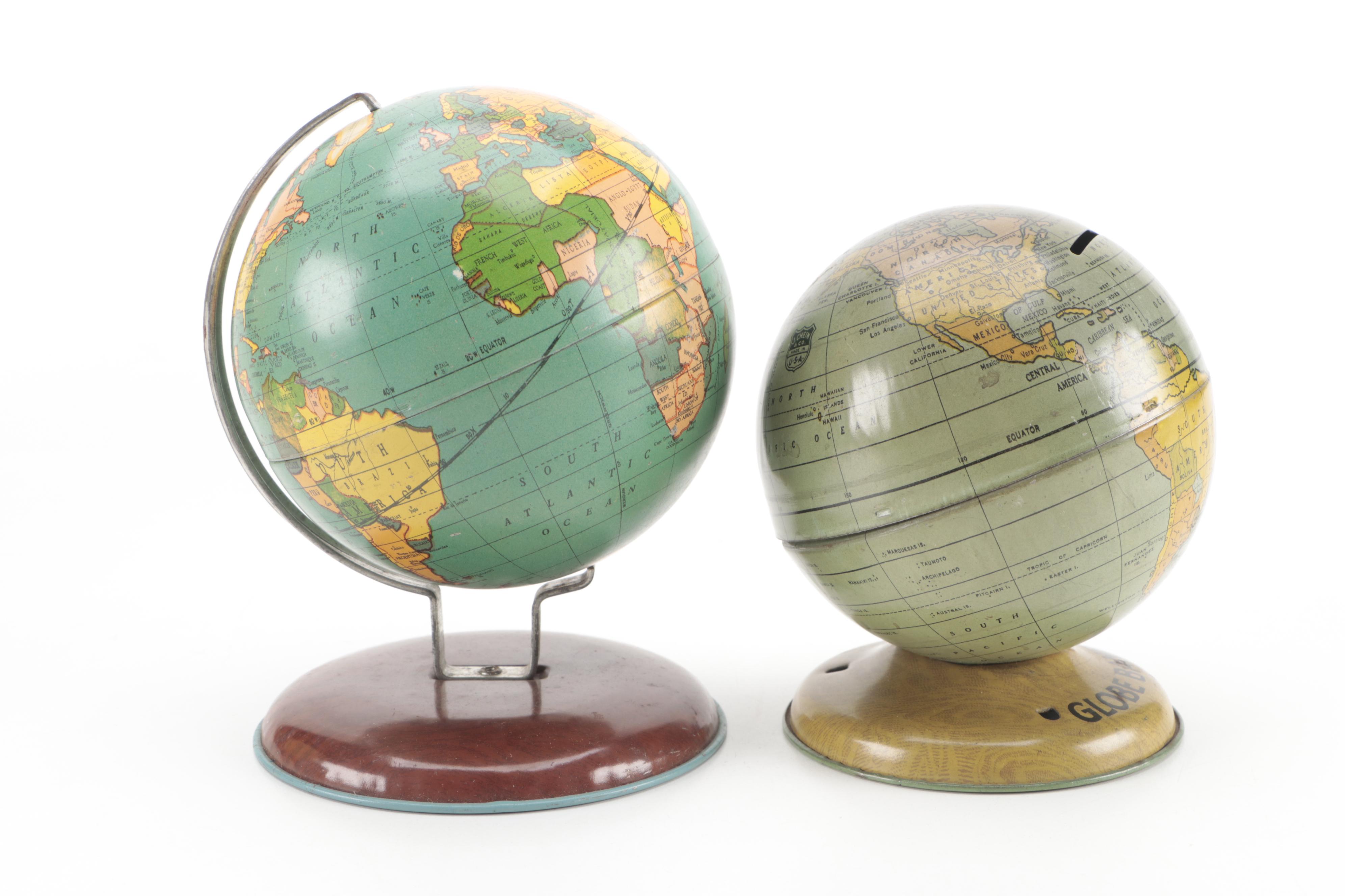 Geo. F. Cram Co Inc 9" Terrestrial Globe with Globe Coin Back and ...