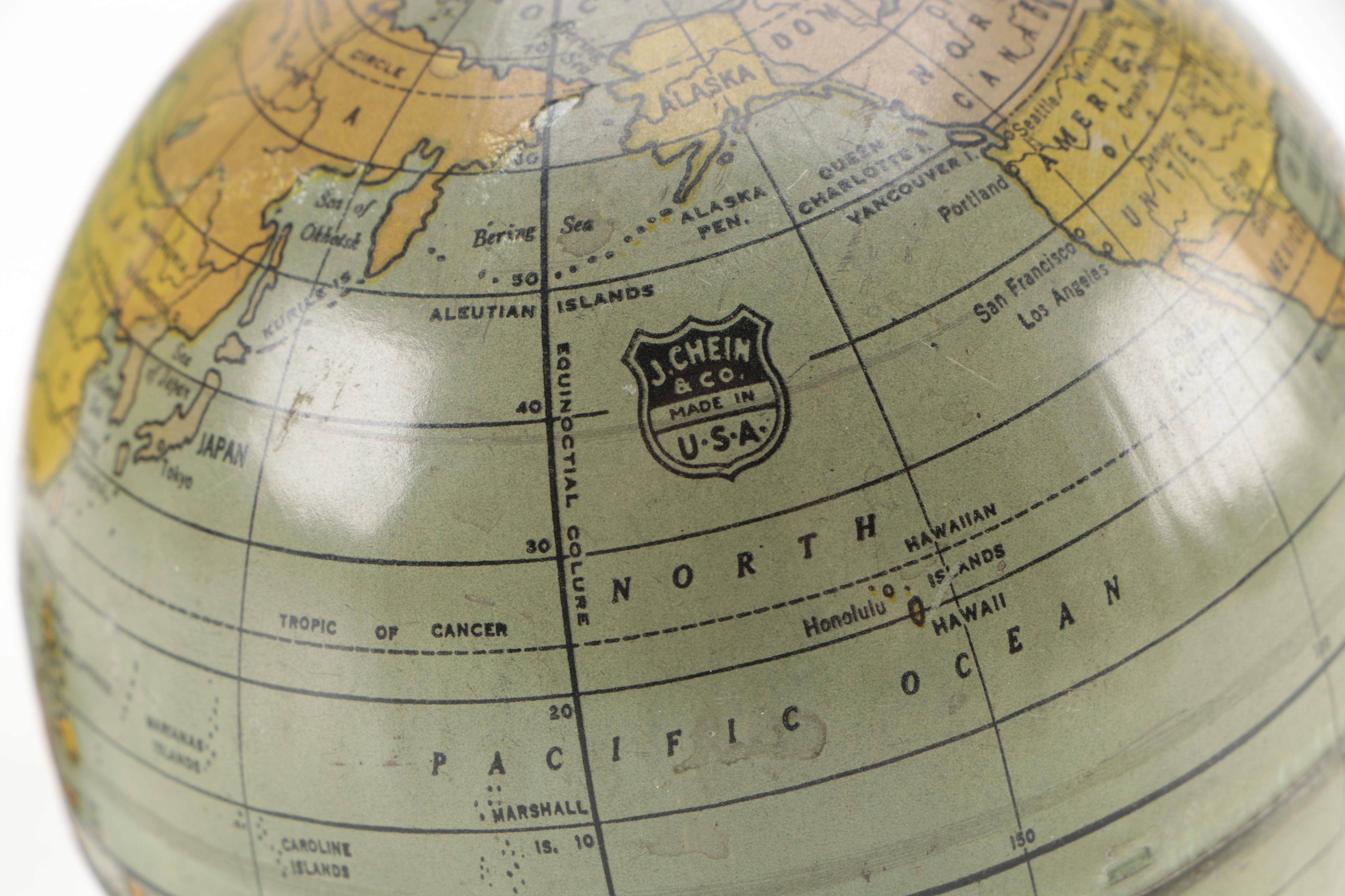 Geo. F. Cram Co Inc 9" Terrestrial Globe with Globe Coin Back and ...