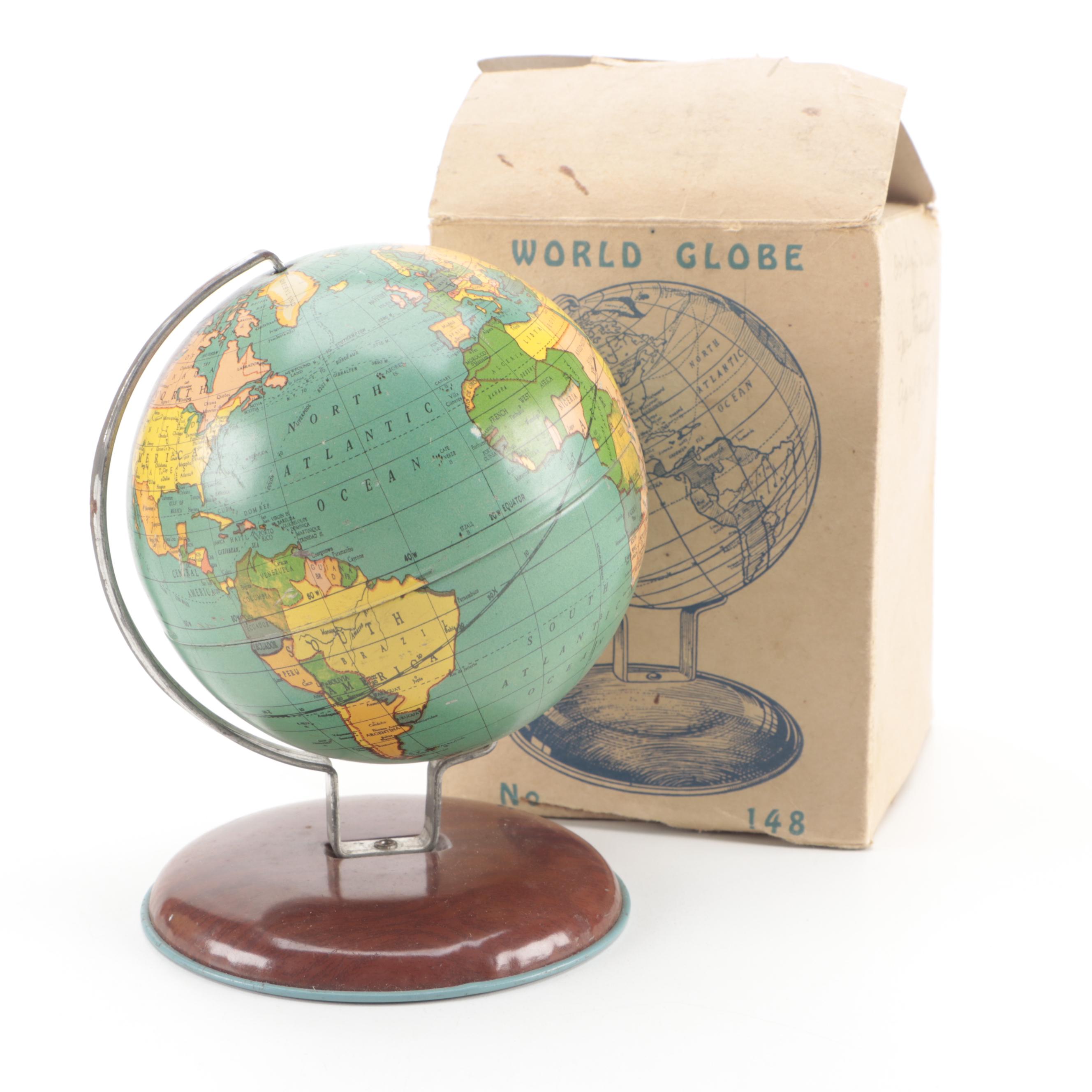 Geo. F. Cram Co Inc 9" Terrestrial Globe with Globe Coin Back and ...
